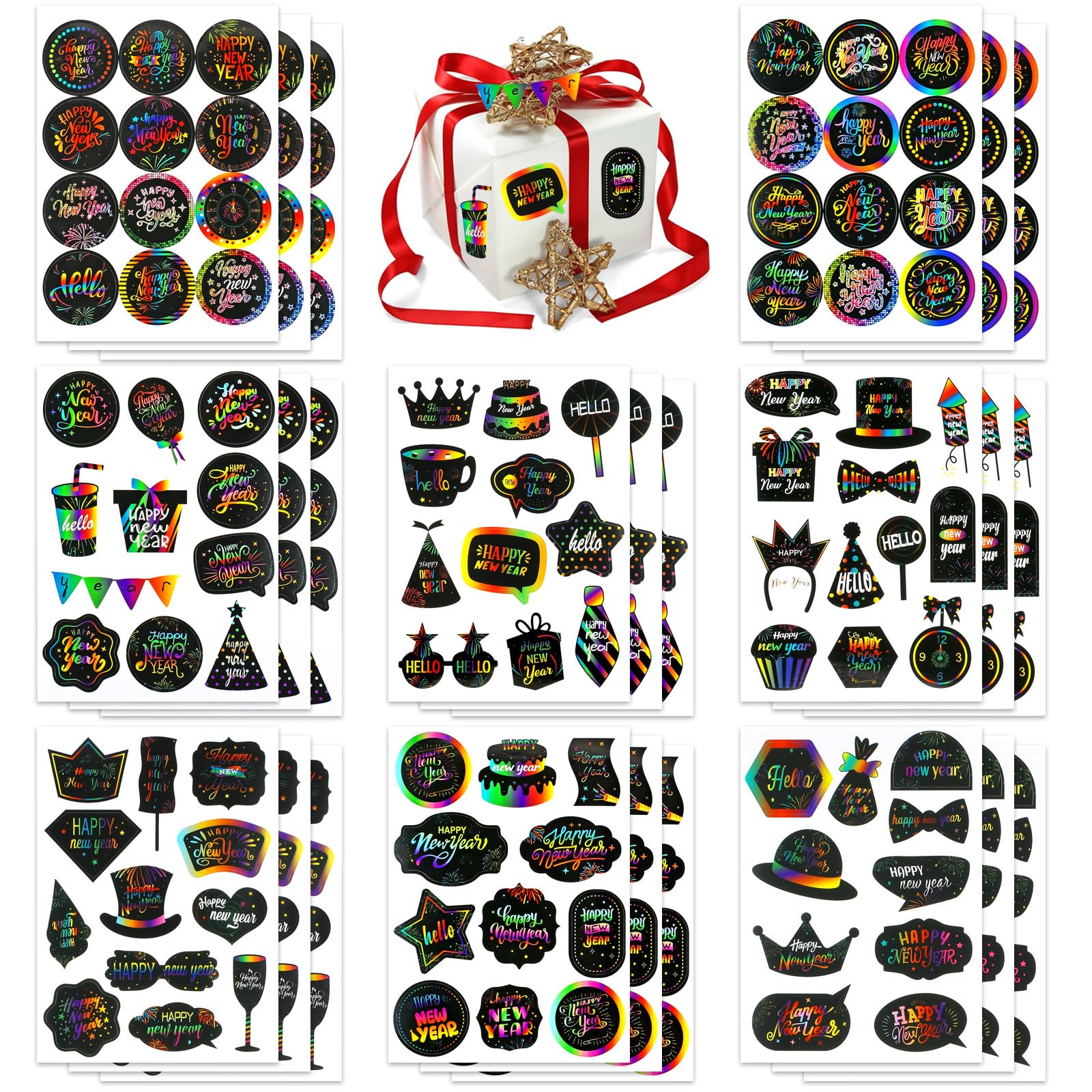 Amazon.com: HOWAF 2025 Happy New Year Party Supplies Stickers, 288 ...