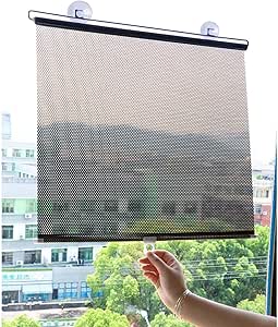 Amazon.com: Blackout Roller Shades Without Drilling, Black Sunshade Roll Up Blinds, Retractable ...