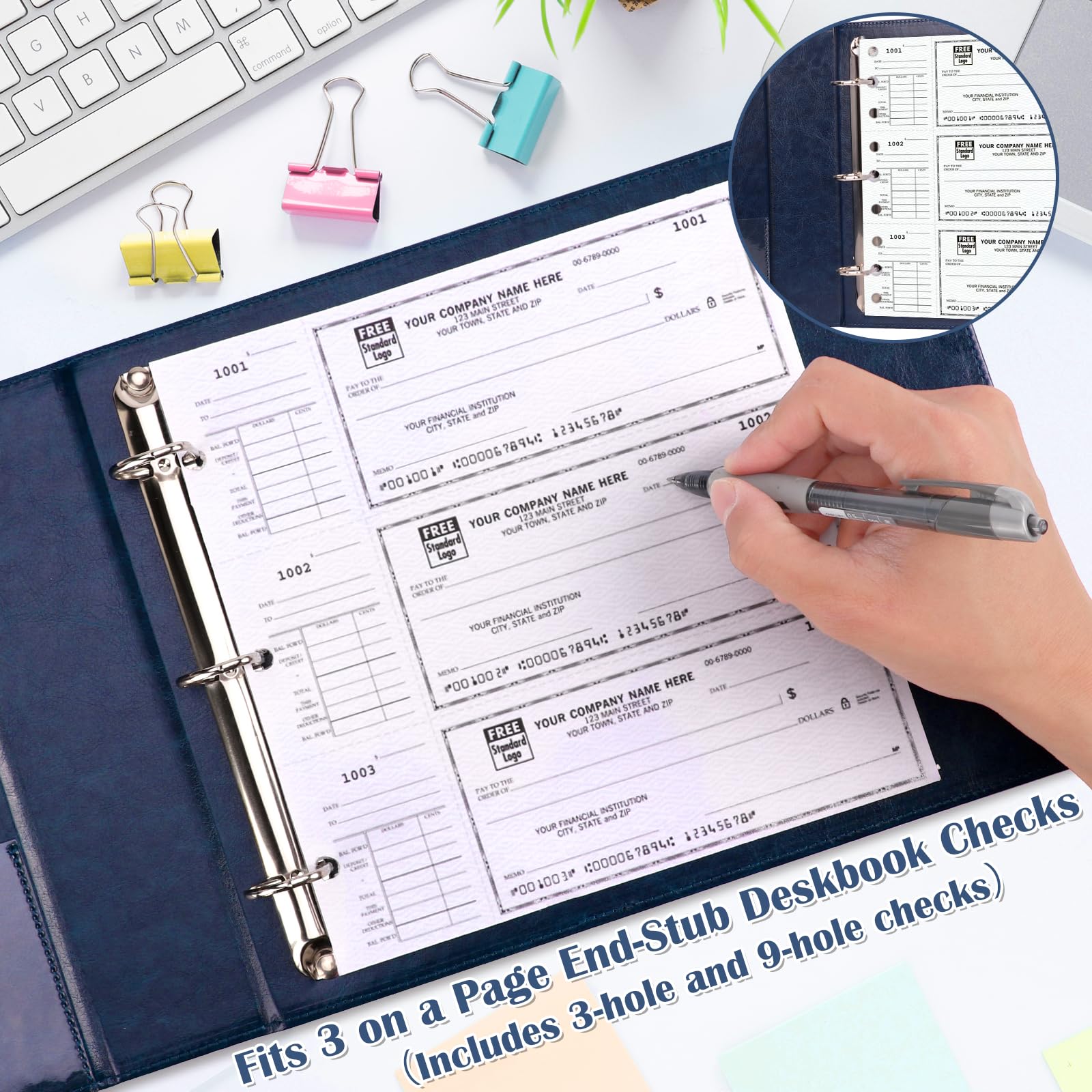 Snapklik.com : Pu Leather 3 Rings Check Binder For End-Stub Deskbook ...