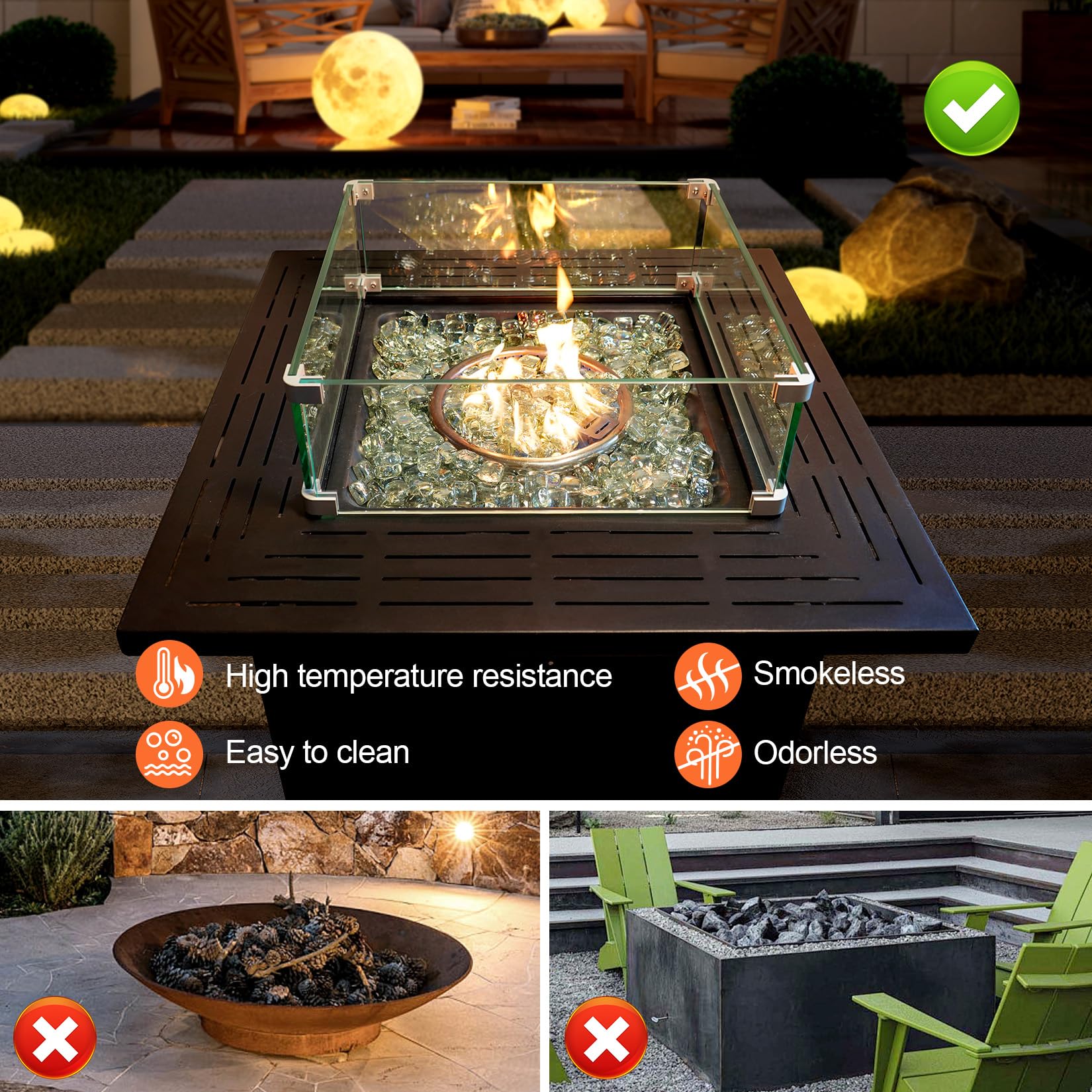 Snapklik.com : GasSaf Crystal Ice Fire Glass Cubes For Outdoor Fire Pit ...
