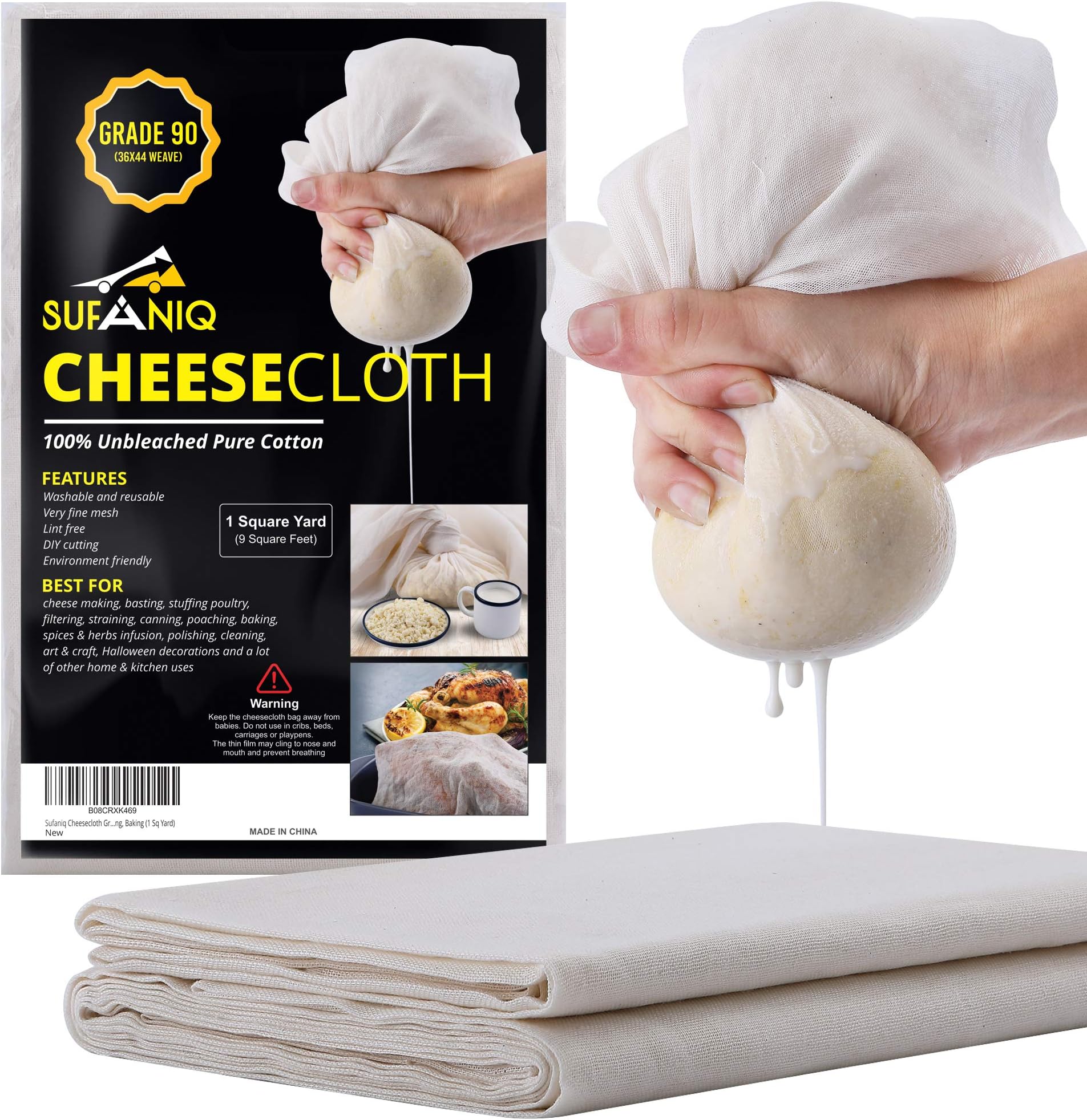 Amazon.com: Zulay Grade 90 Cheesecloth - Unbleached & Reusable Ultra ...