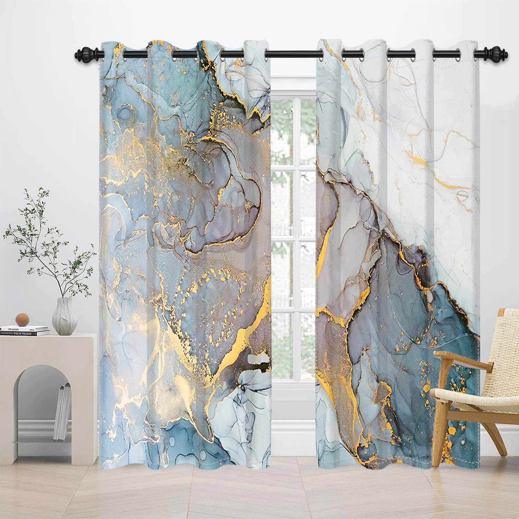 Amazon.com: Blue Marble Blackout Curtains,84 inch Length 2 Panel Set ...