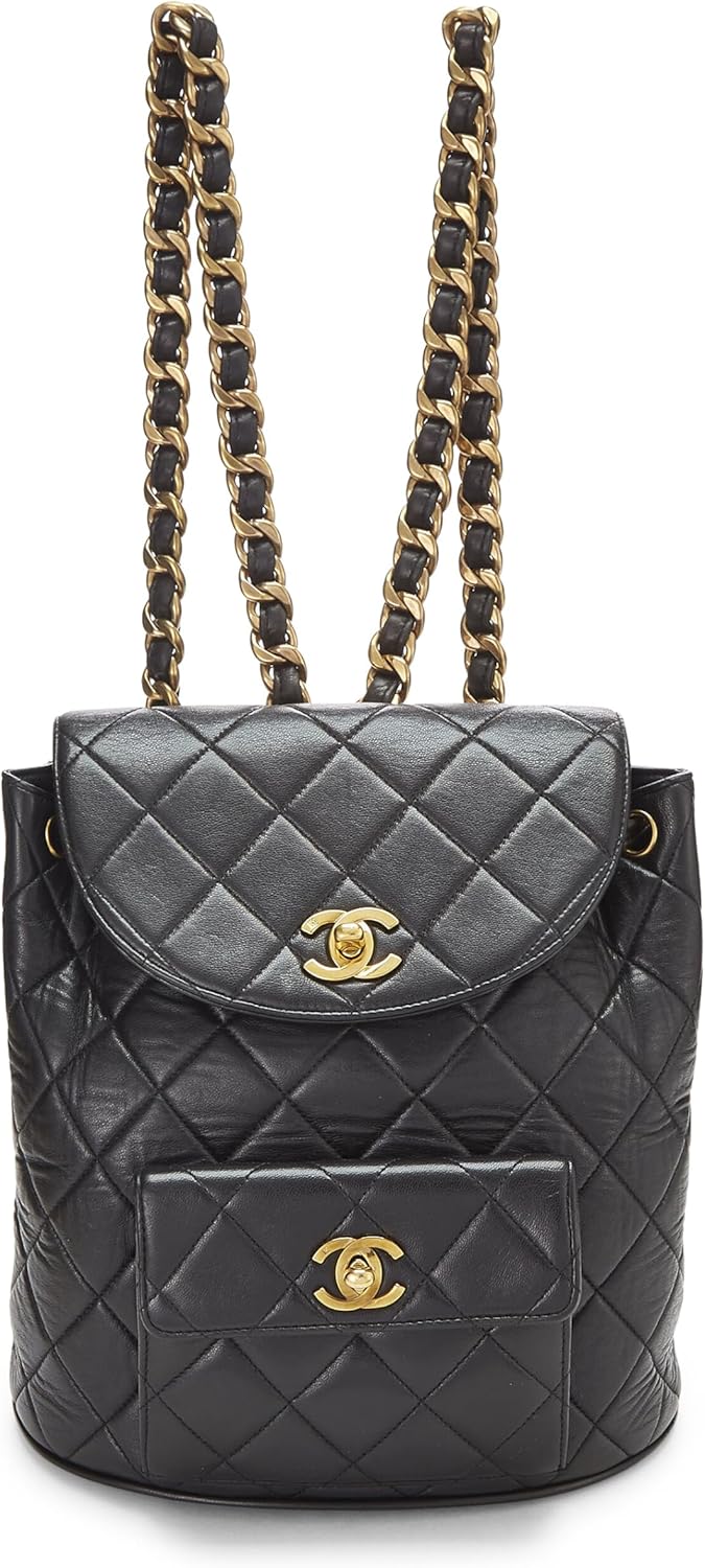 Amazon.com: Chanel, Pre-Loved Black Quilted Lambskin 'CC' Classic ...