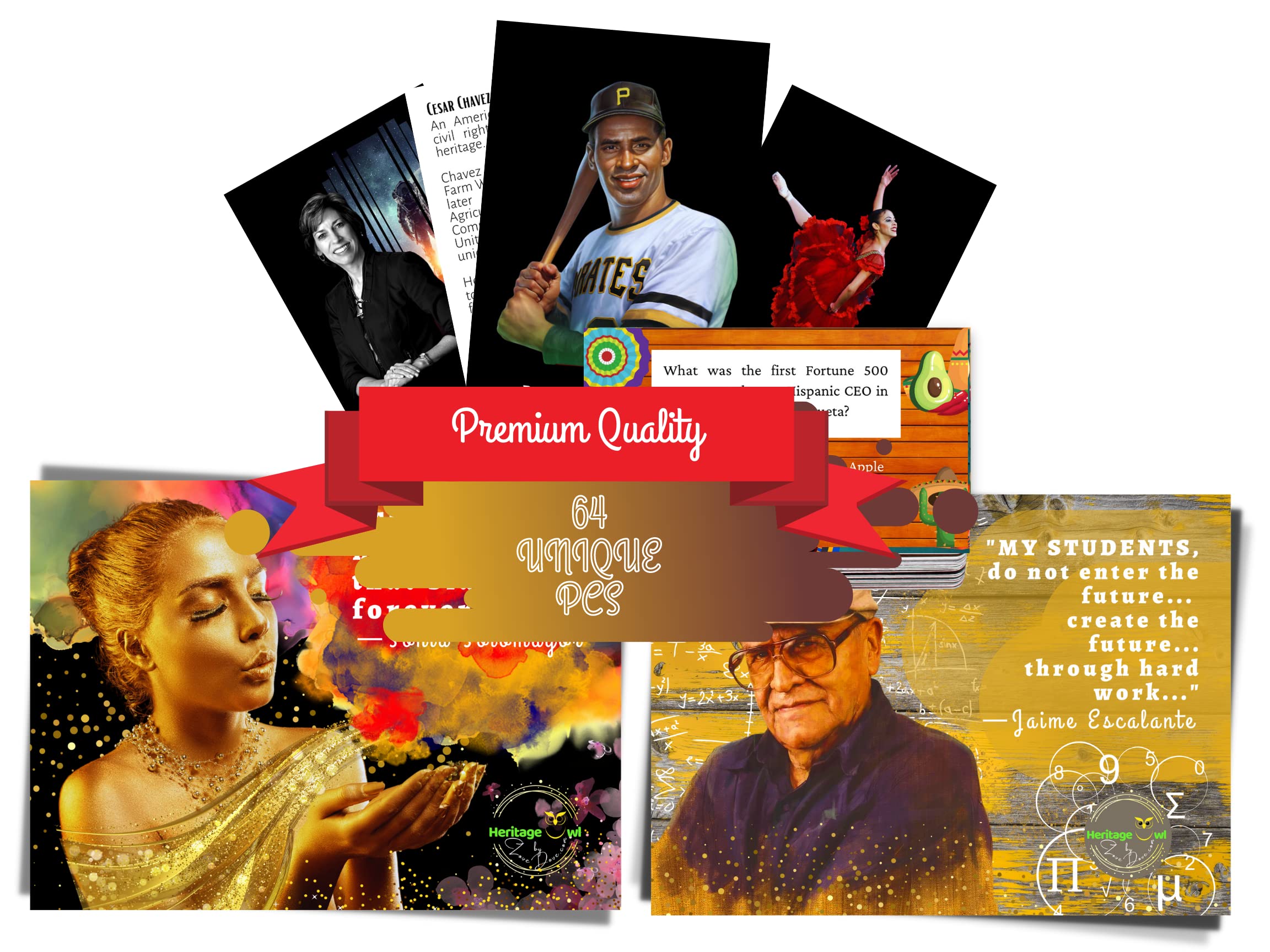 Buy 64 PCS Hispanic Heritage Month Educational Flashcards Trivia Quiz Cards Inspirational buy-64-pcs-hispanic-heritage-month-educational-flashcards-trivia-quiz-cards-inspirational
