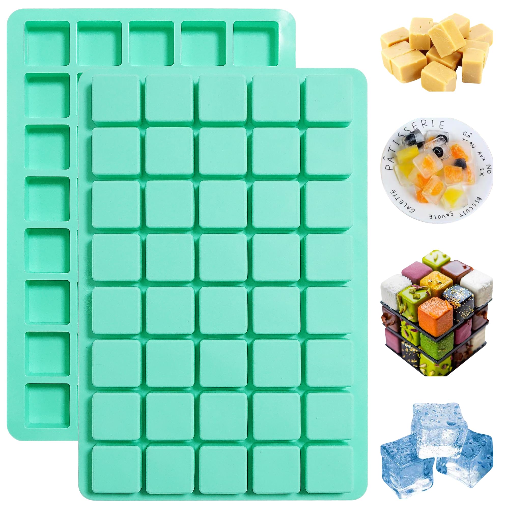 Amazon.com: Zorazio 40-Cavity Square Silicone Mold,2Pack Silicone ...