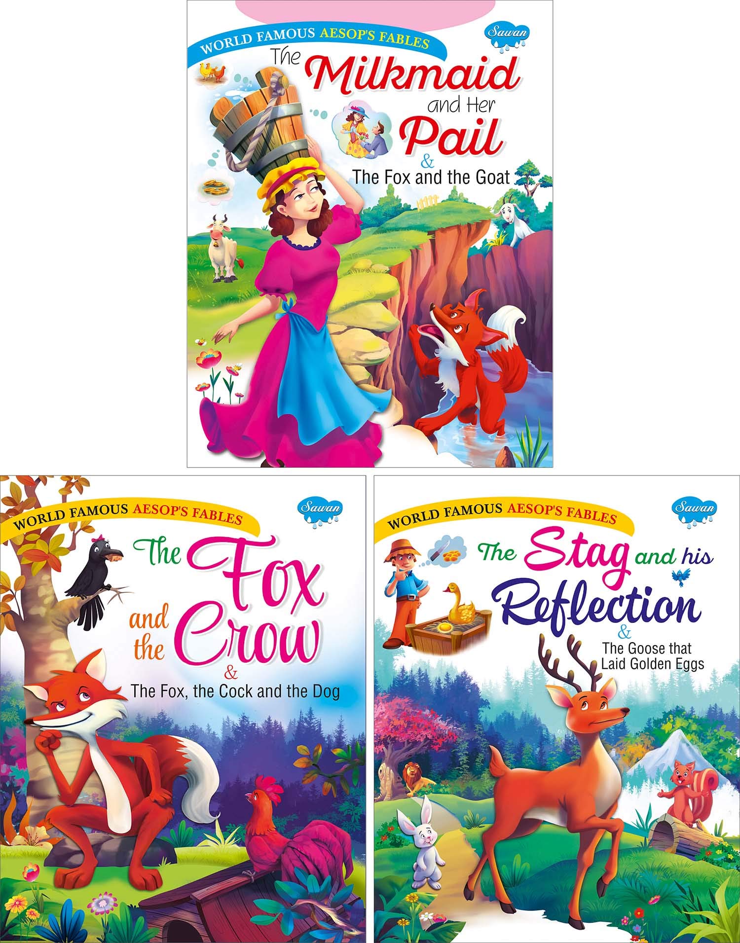 Buy Set of 3 Books | World Famous Aesop's Fables : The Milkmaid and her ...