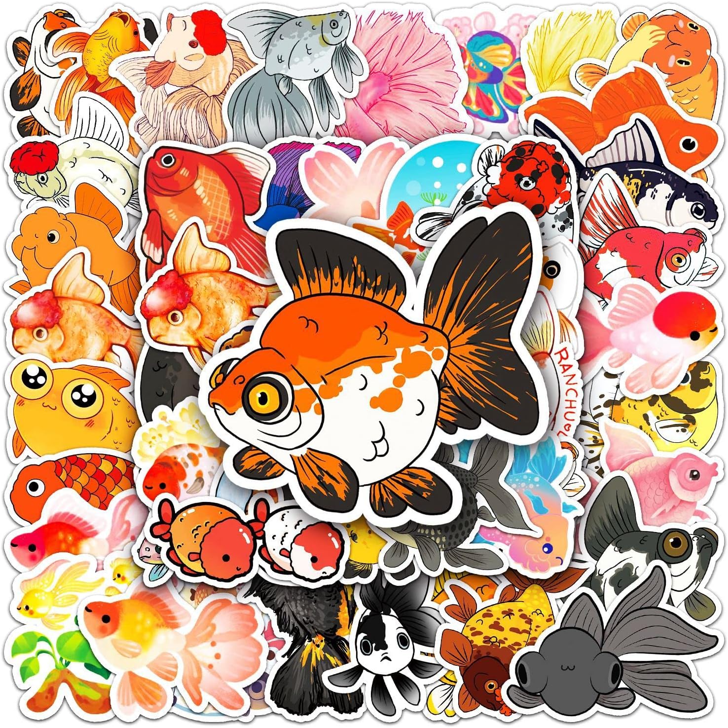 Amazon.com - 50Pcs Cute Goldfish Stickers - Aquarium Decals Kawaii ...