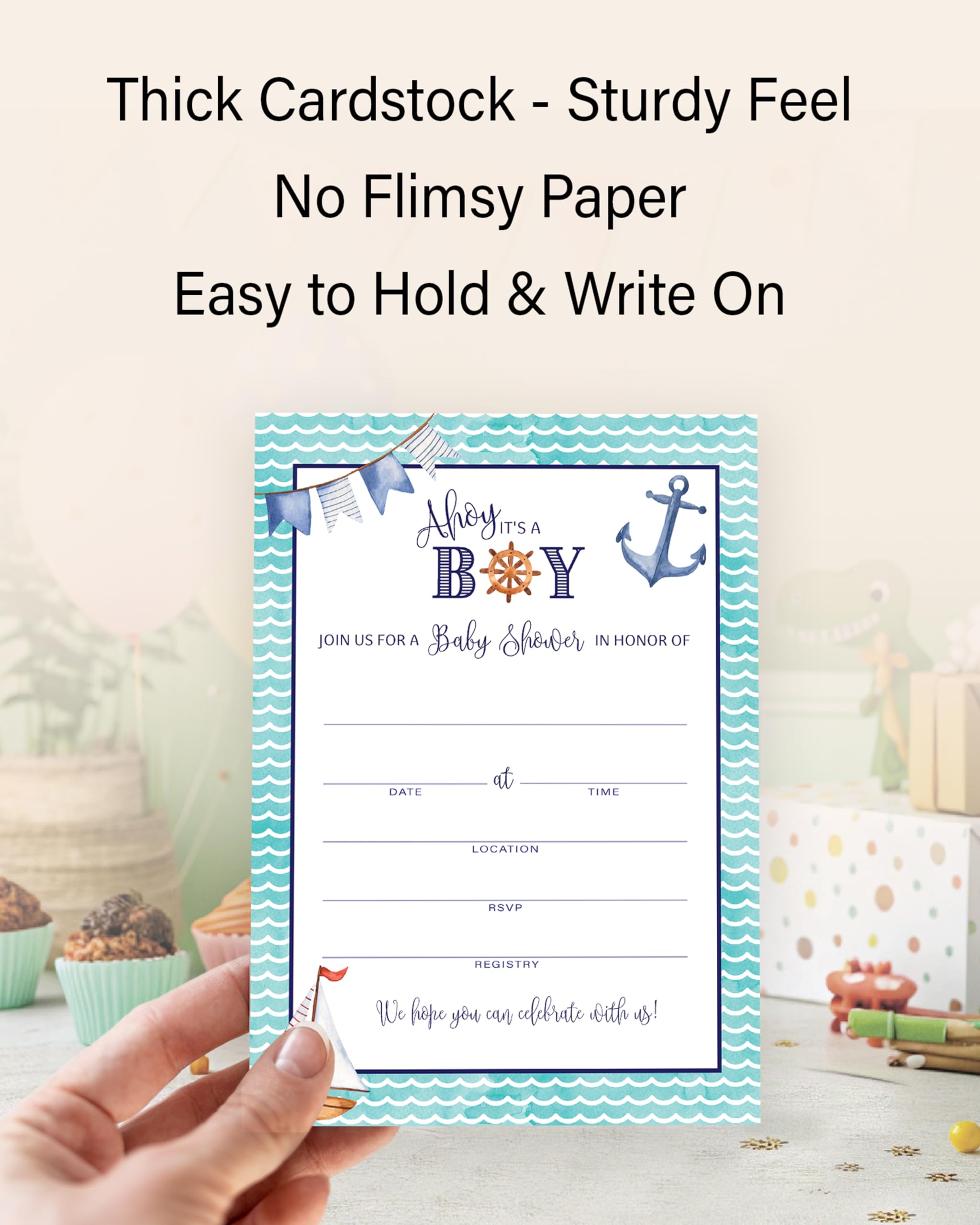 Chevron Nautical Baby Shower Invitations