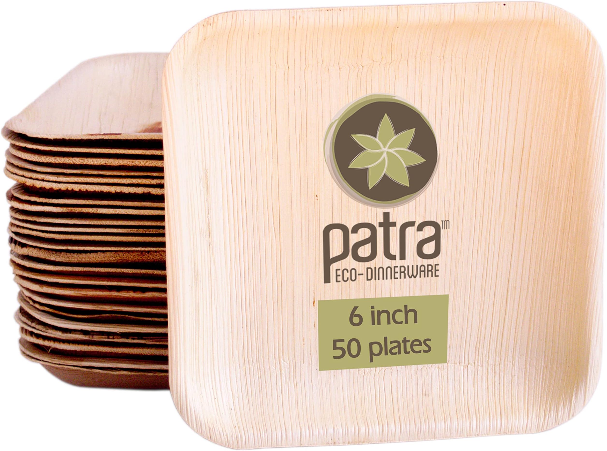 Amazon.com: Patra 50 pcs - 8 inch square Palm Leaf Disposable Bamboo ...