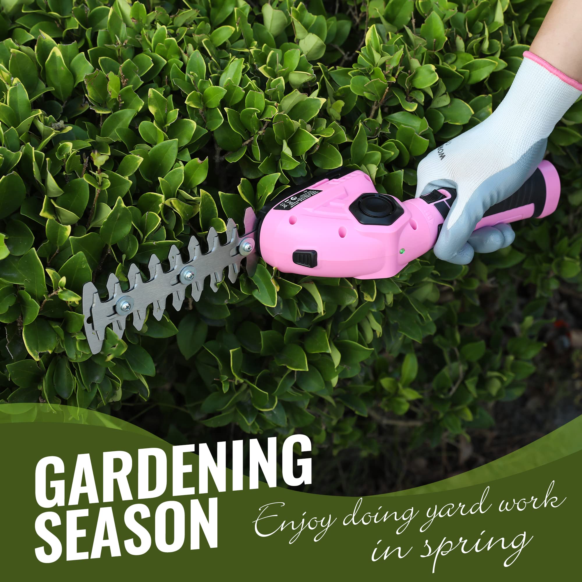 Snapklik.com : Pink Cordless Grass Shear & Shrubbery Trimmer - 2 In 1 ...