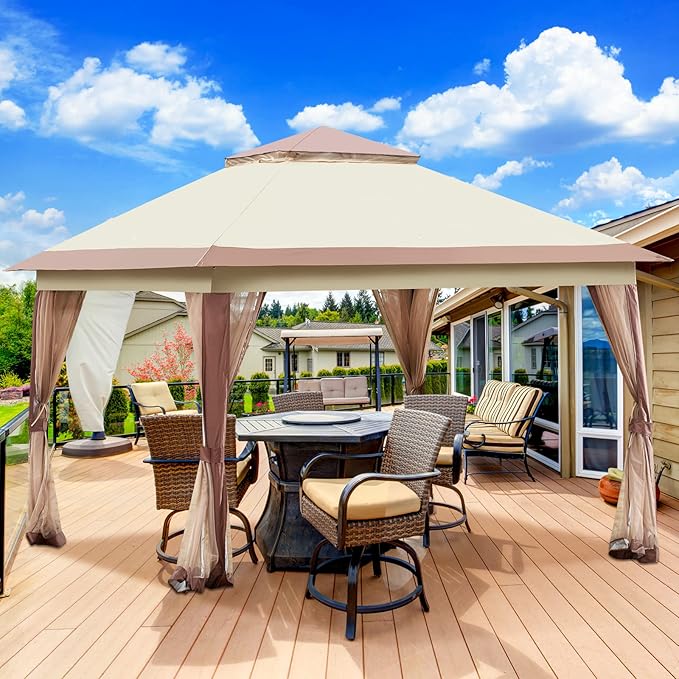 Amazon.com : Patio 11'x11' Pop-Up Gazebo Tent - Aoxun Outdoor Portable ...