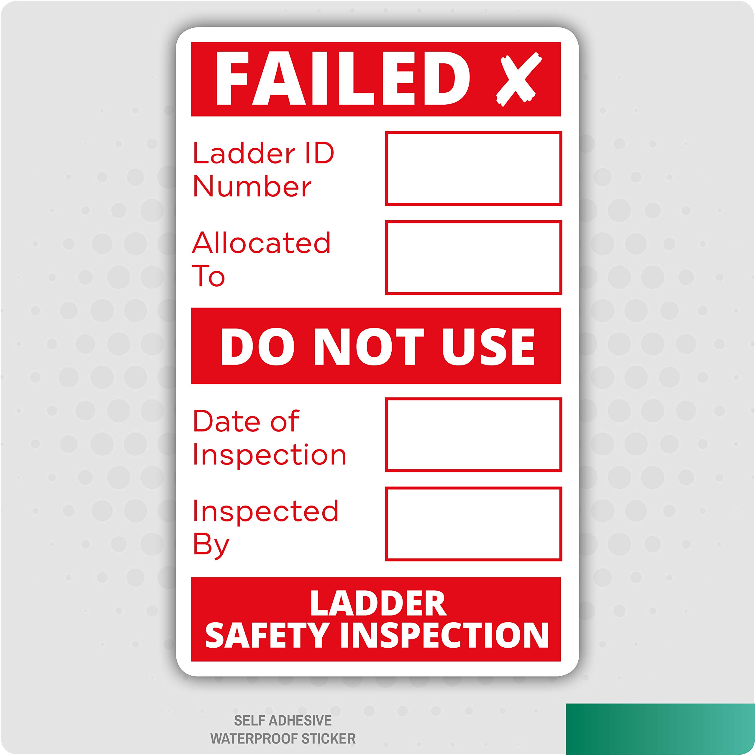 Pack of 50 Failed Ladder Safety Inspection S/A Vinyl Stickers Health ...