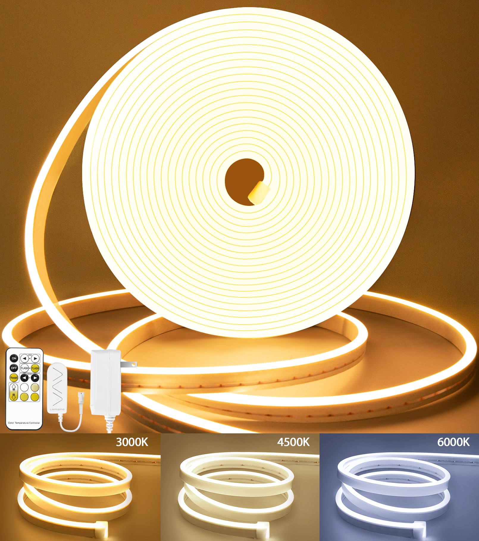 Amazon.com: Lamomo LED Strip Lights, Tunable White Neon Rope Lights ...