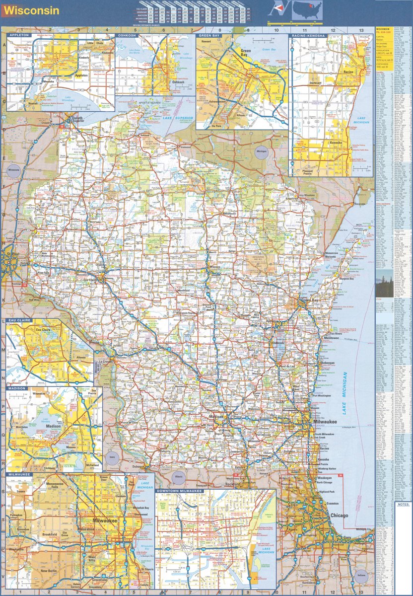 48x70 Wisconsin State Official Executive Laminated Wall Map ...
