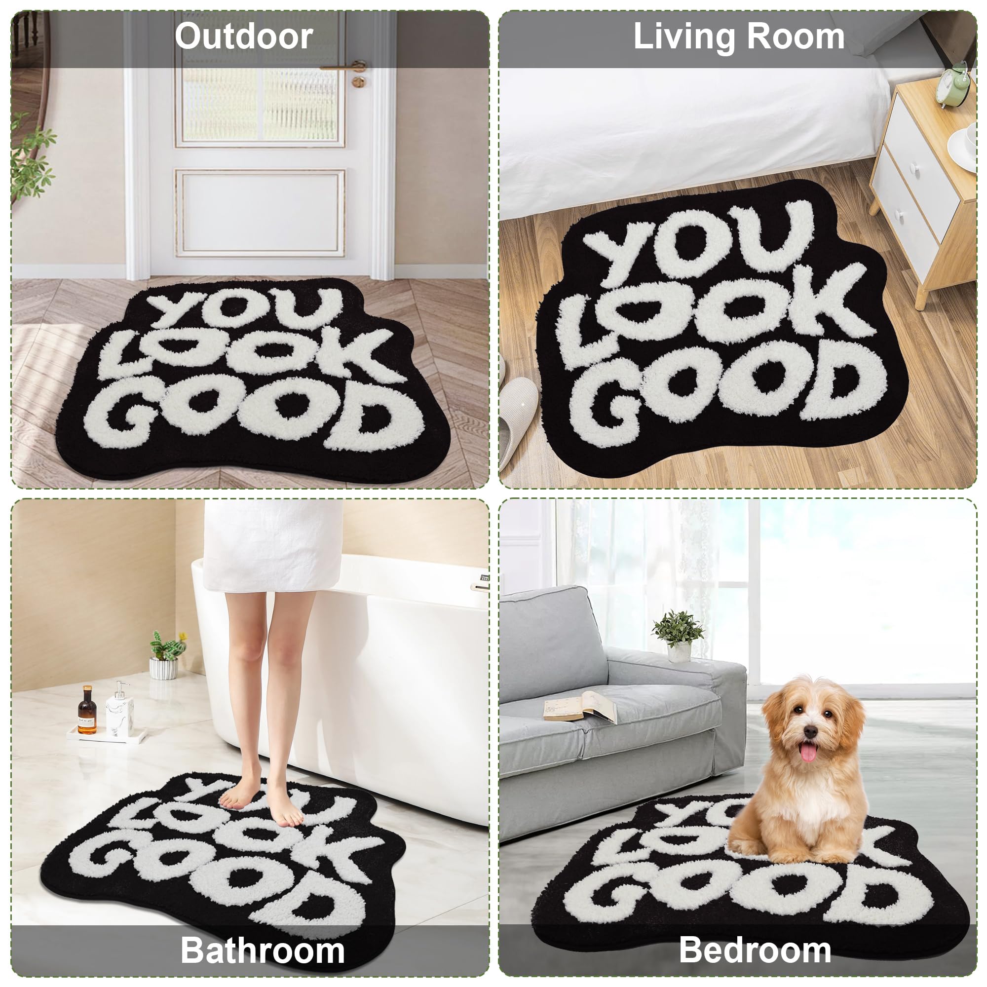 You Look Good Bath Mat Black and White Bathroom Rug Funny Bathroom ...