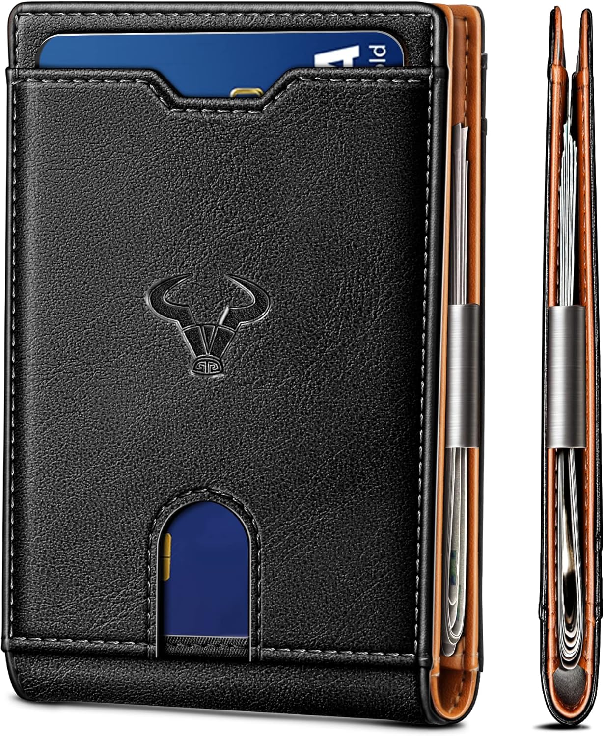 Amazon.com: BULLIANT Men Wallet, Slim Leather Wallet Money Clip for Men ...