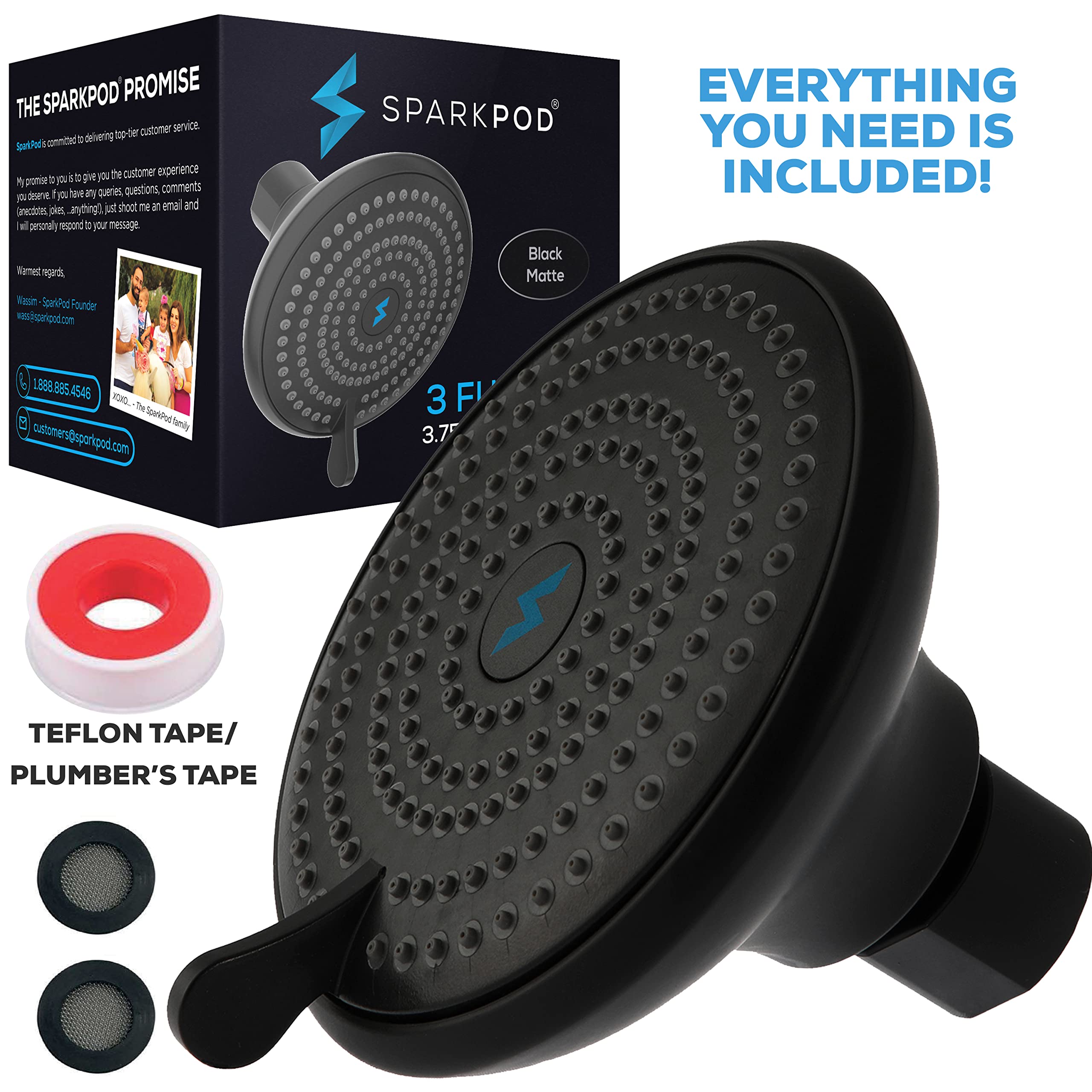 Snapklik.com : SparkPod High Pressure 3-Function Rain Shower Head ...