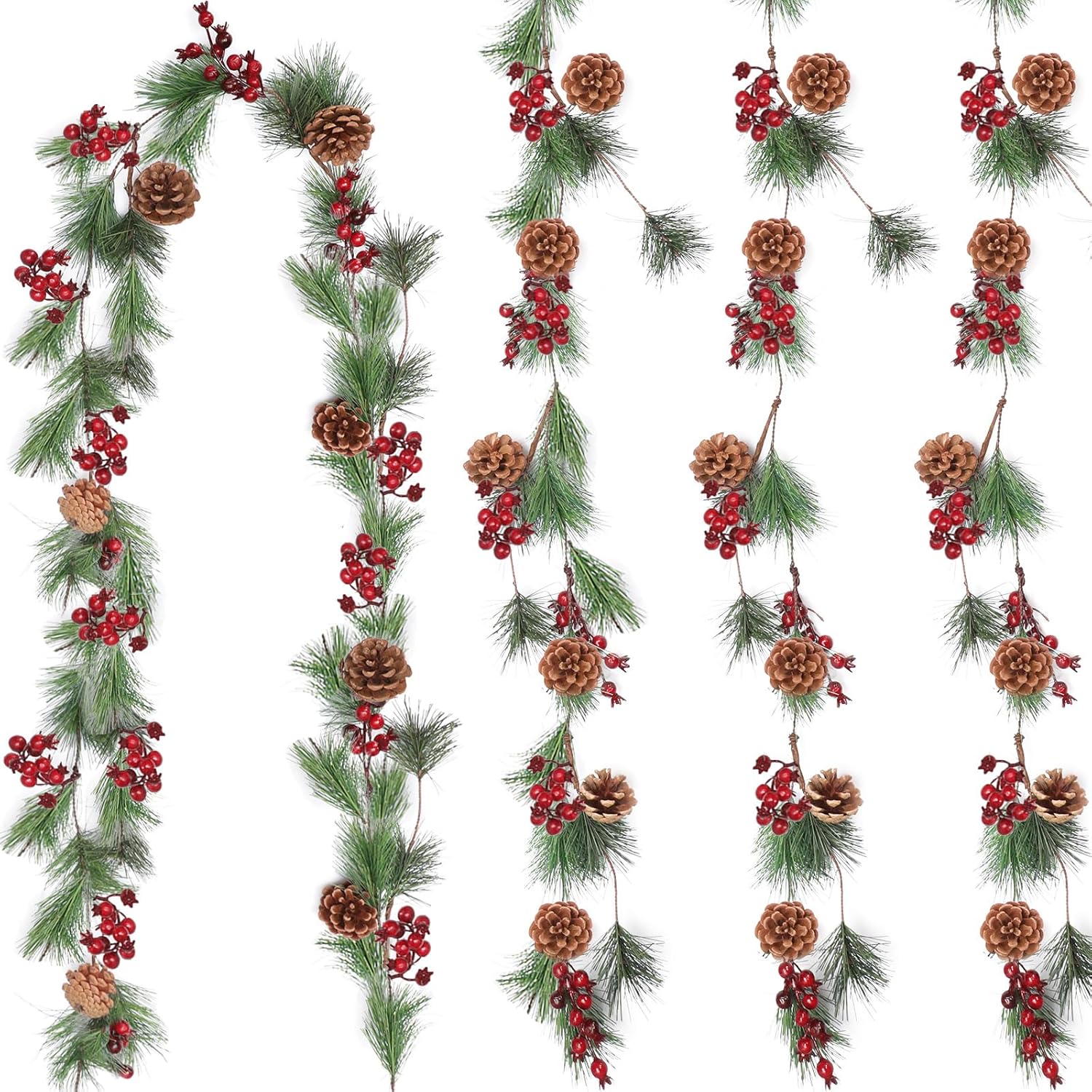 Amazon.com: Ceenna 4 Pcs Christmas Garlands 24 ft Total Artificial Pine ...