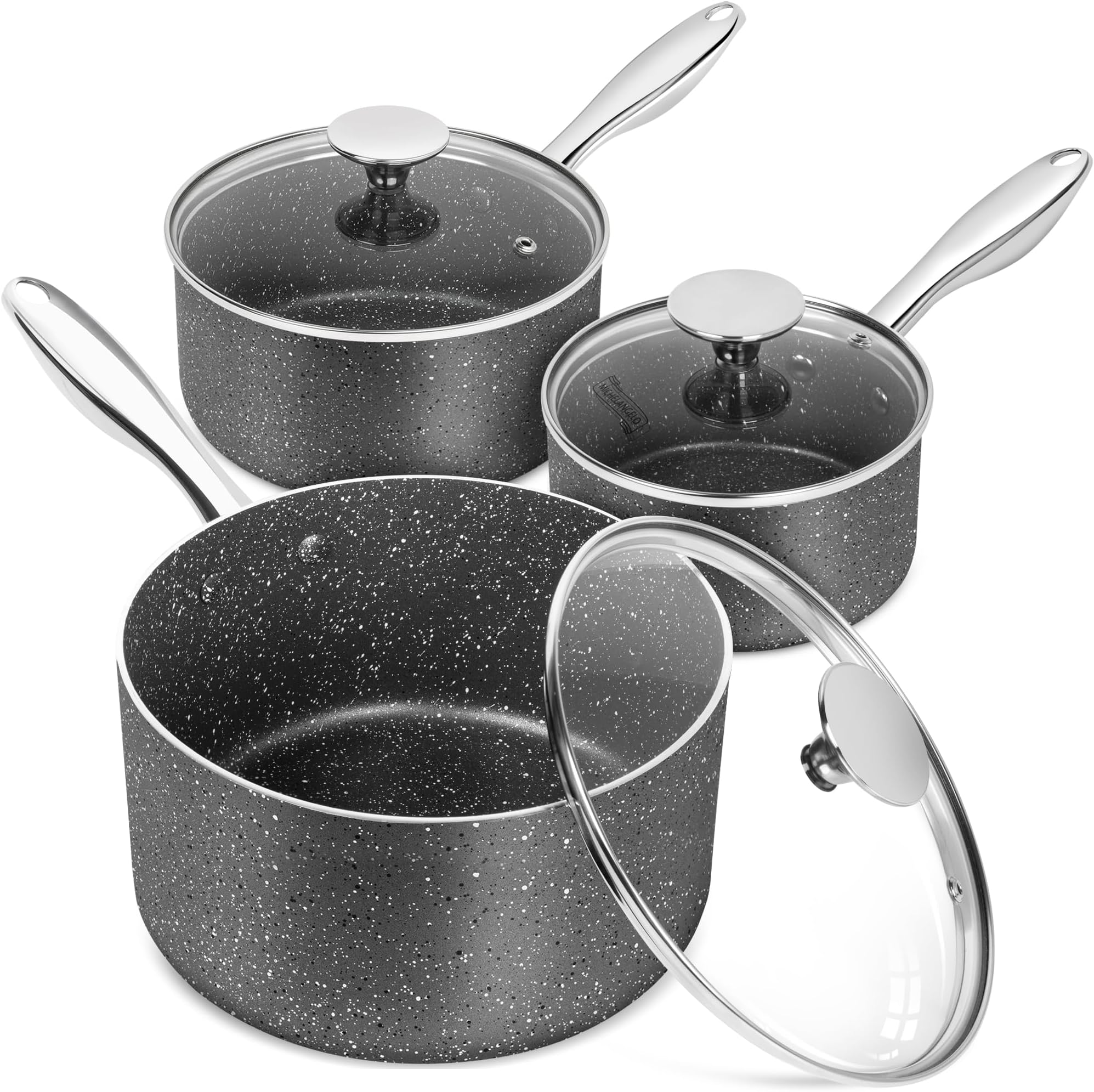 Amazon.com: MICHELANGELO Sauce Pan Sets, Enamel Sauce Pan with Lid, 1Qt ...