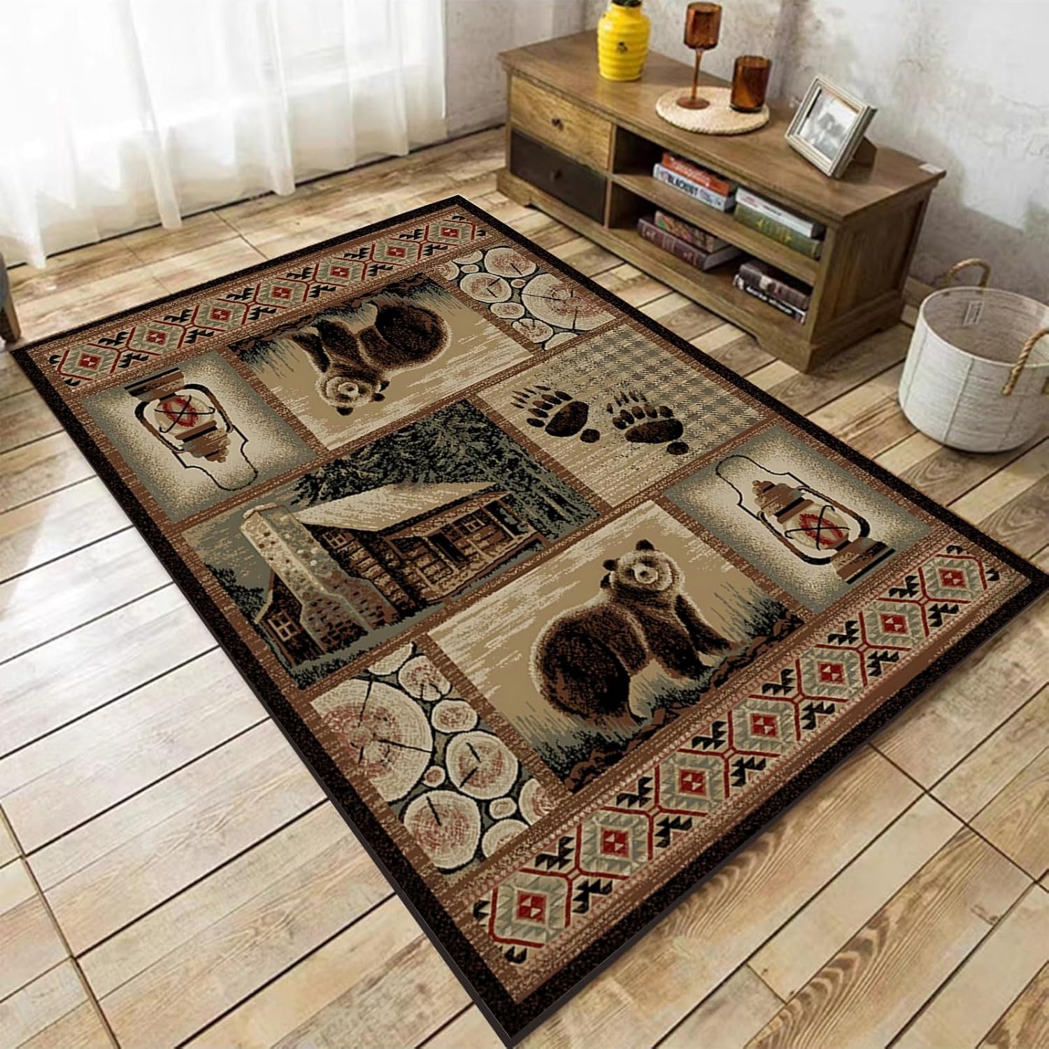 Amazon.com: Lodge Cabin Bear Area Rug, 6x8ft, Rustic Wildlife Rug for ...