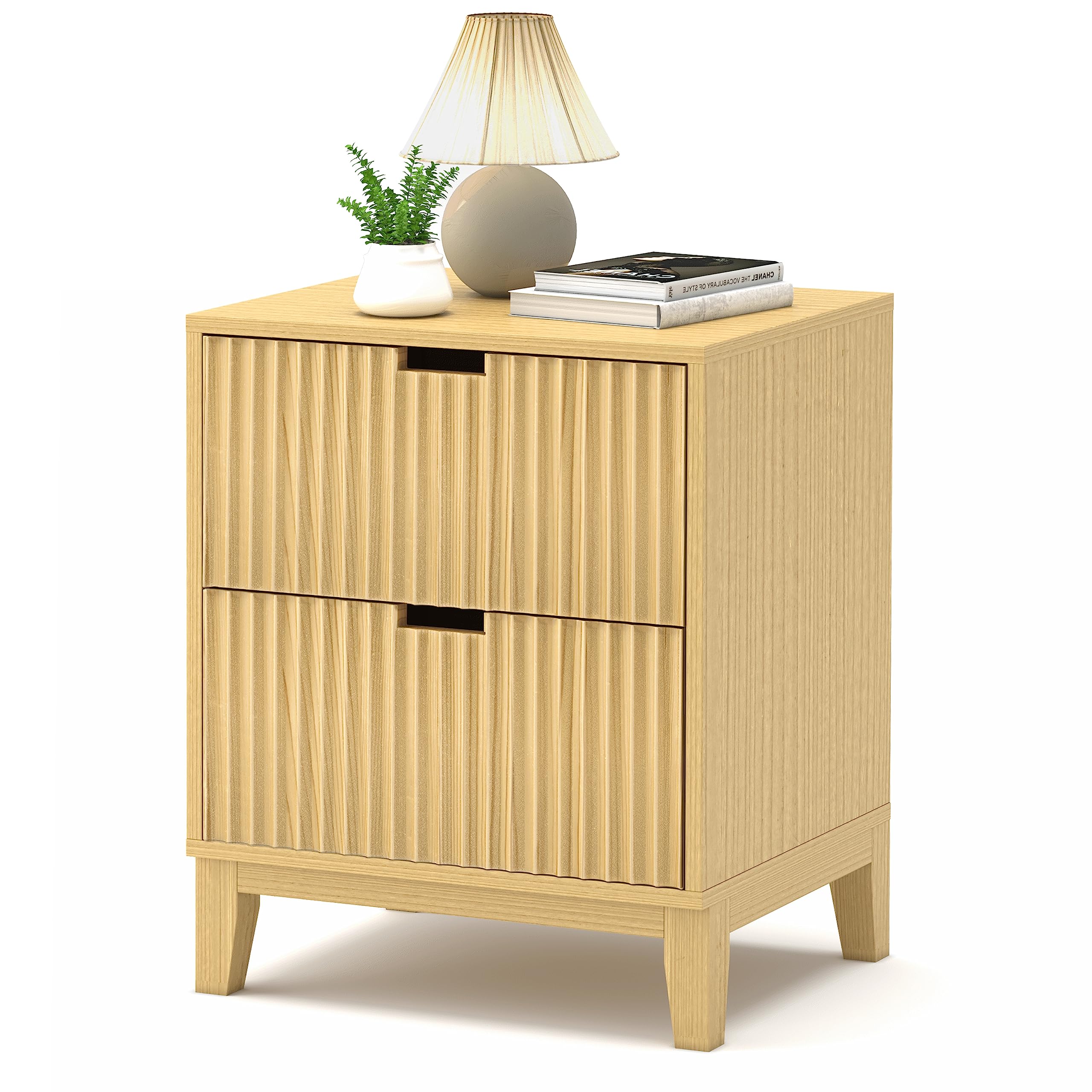 WiberWi Nightstand, Side Table, Farmhouse End Table with 2 Drawers and ...