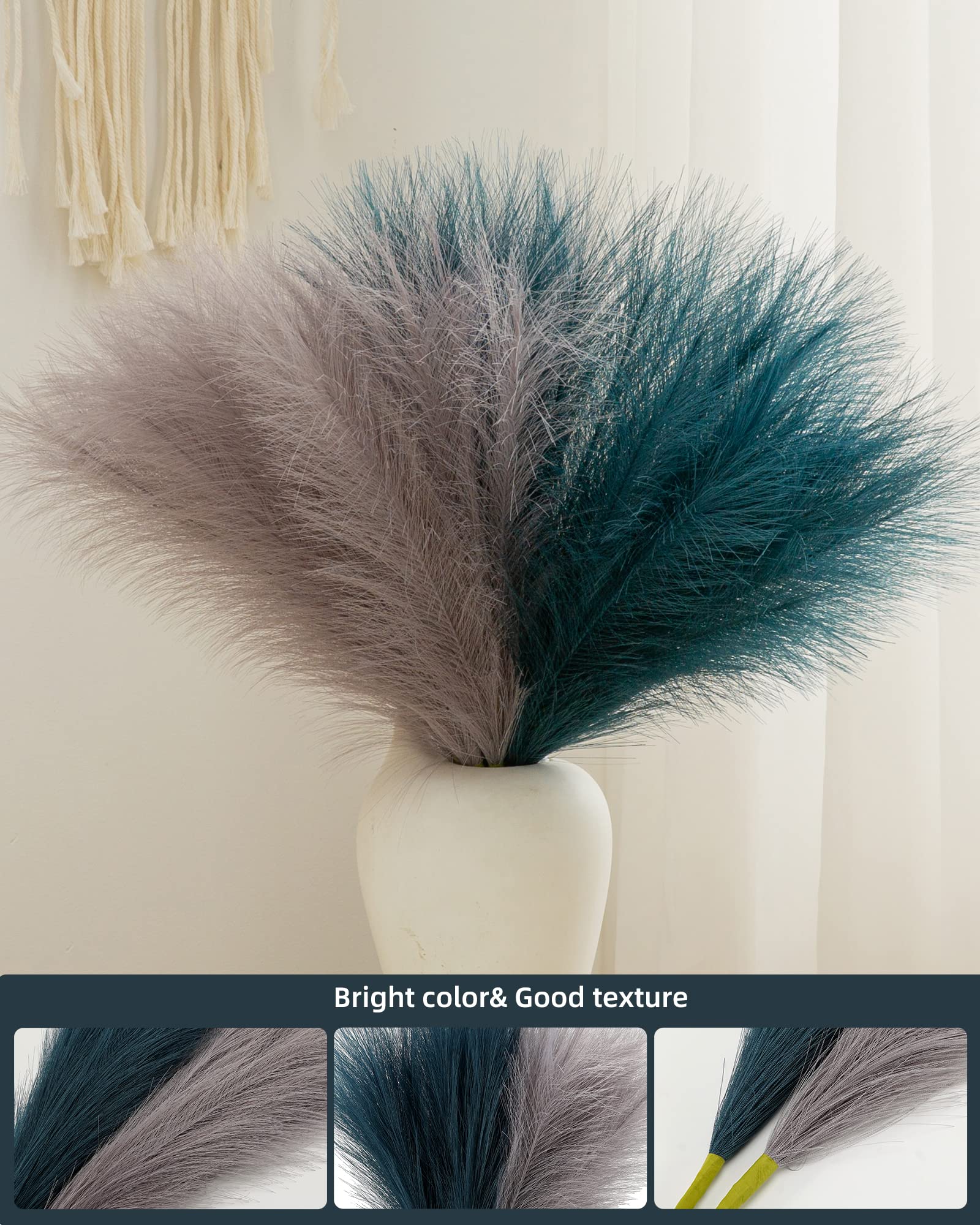 Faux Pampas Grass 8 PCS 17" Small Boho Home Decor Fake Pompas Floral ...