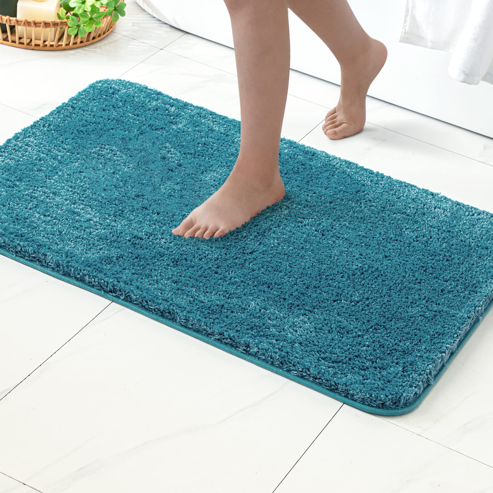 Amazon.com: MIULEE Teal Absorbent Bath Rugs, Soft Large Bathroom Mats ...