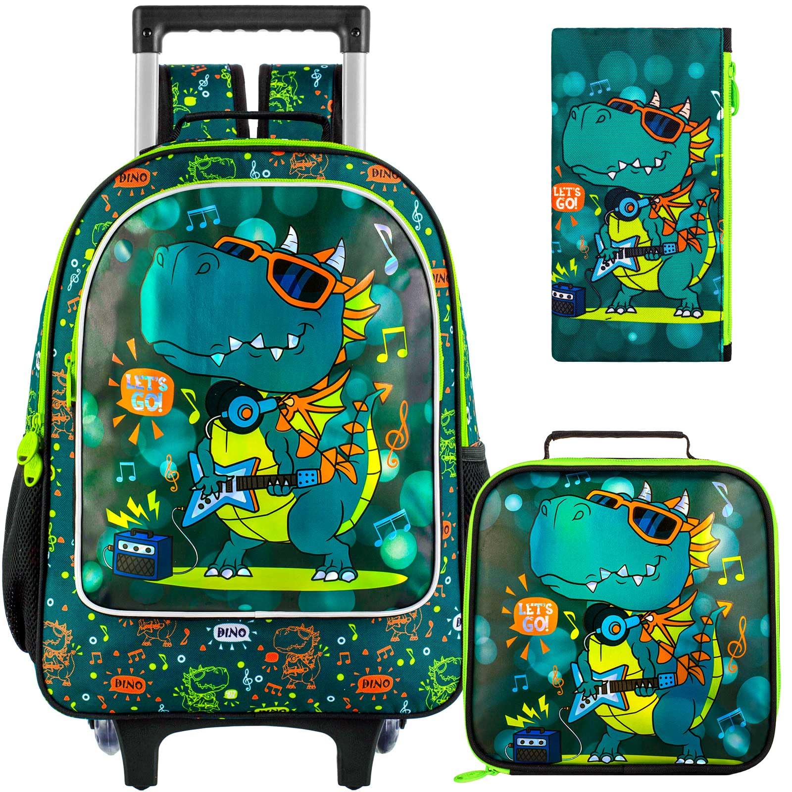 Amazon.com | ZLYERT 3Pcs Dinosaur Rolling Backpack for Boys, Kids ...