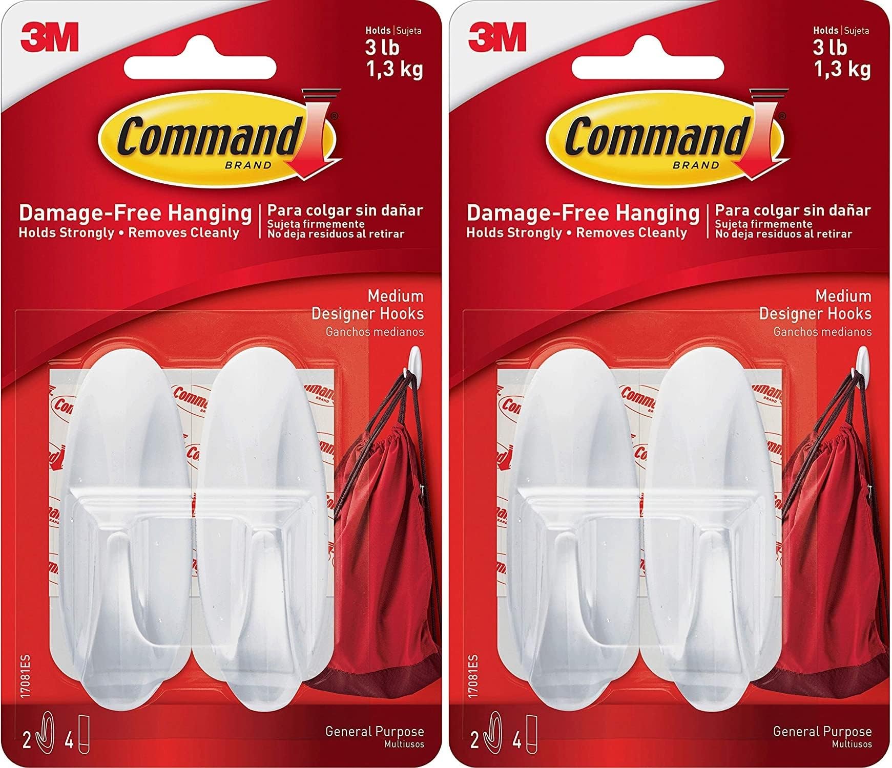 Command Micro Hooks with Command Adhesive Strips (1 Pack of 3 Hooks ...