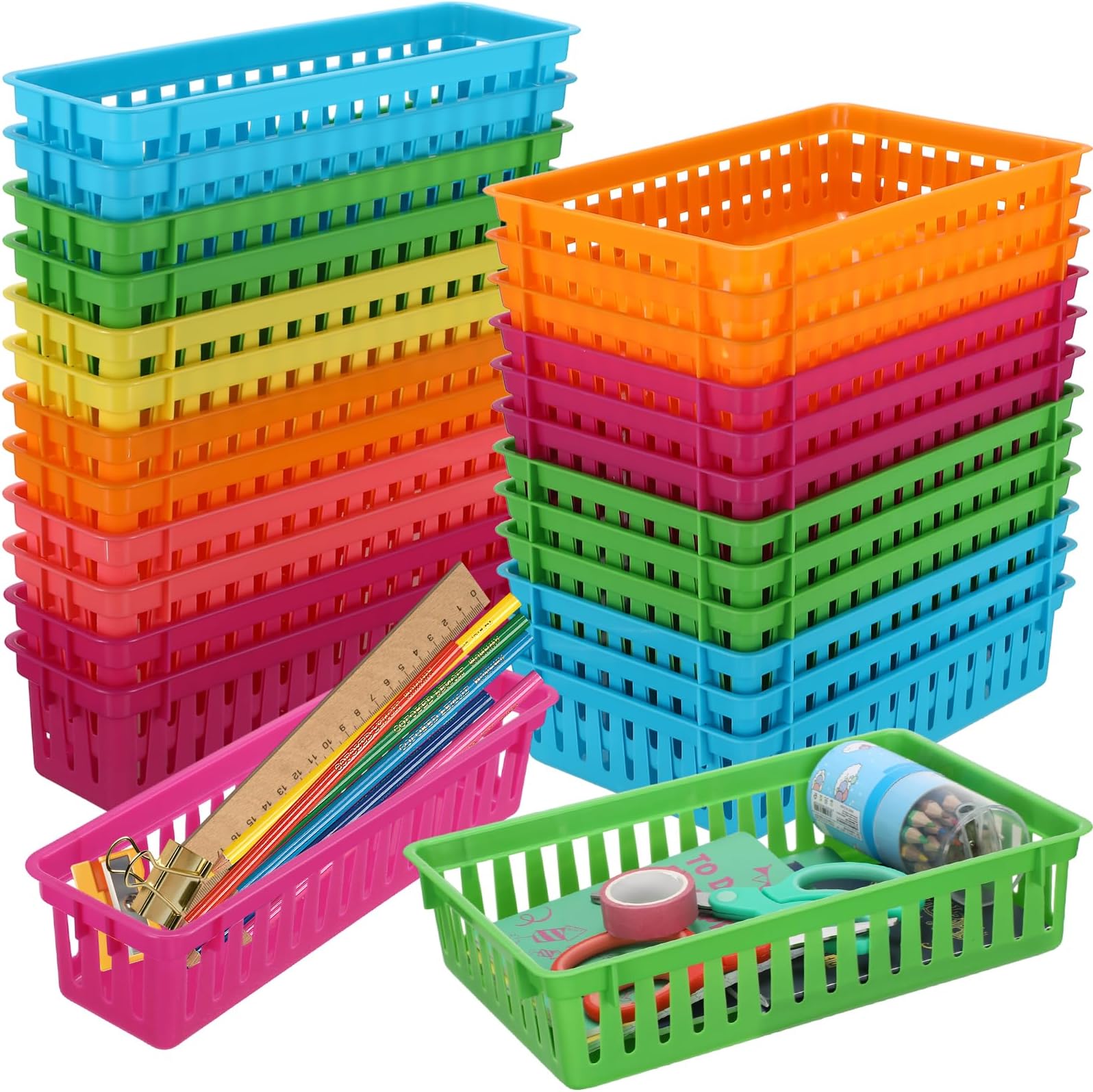 Amazon.com : Qilery 36 Pieces Pencil Basket Classroom Pencil Organizer ...