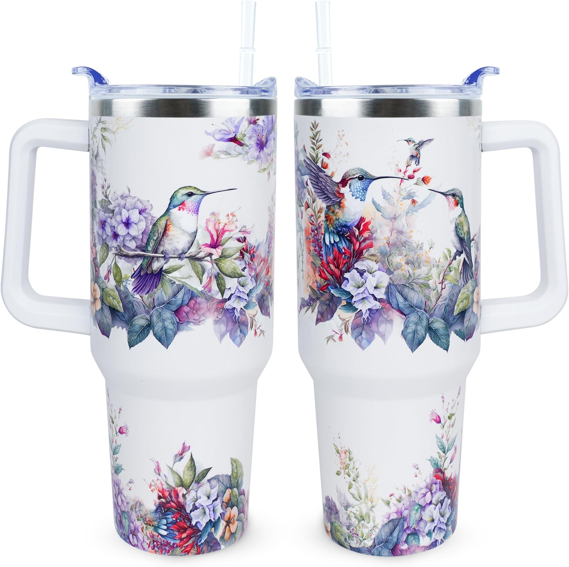 Amazon.com | Paqoygl Hummingbird Tumbler with Lid and Straw, Floral ...