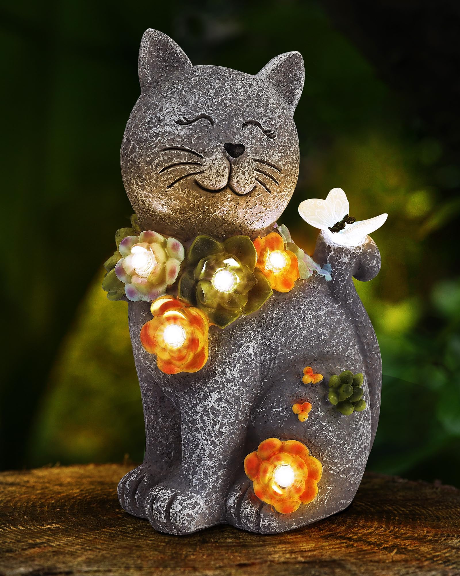 Amazon.com: CHENCHUCHIN Solar Cat Outdoor Statue and Figurine Lights ...