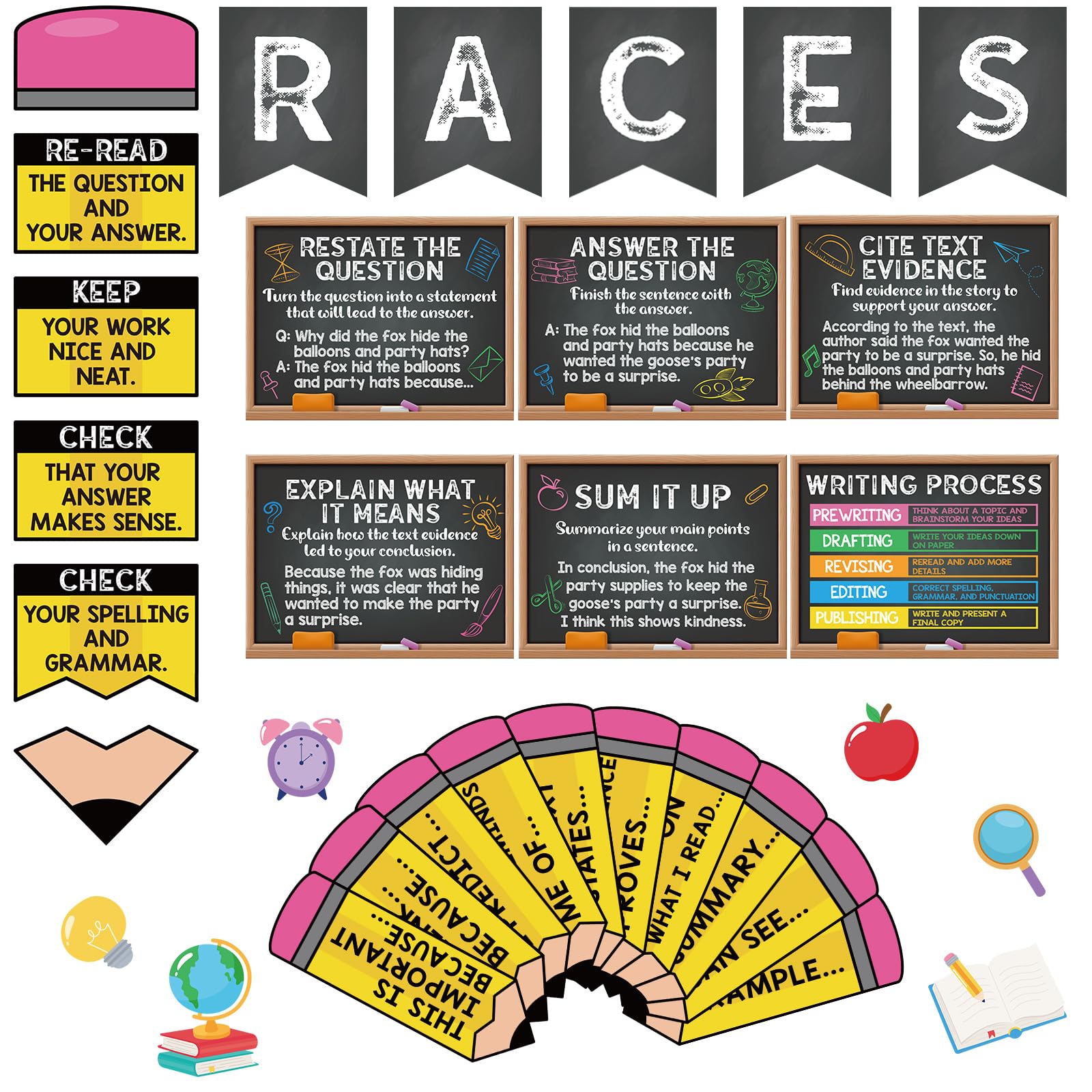 Snapklik.com : Pasimy Races Writing Strategy Bulletin Board Set Writing ...