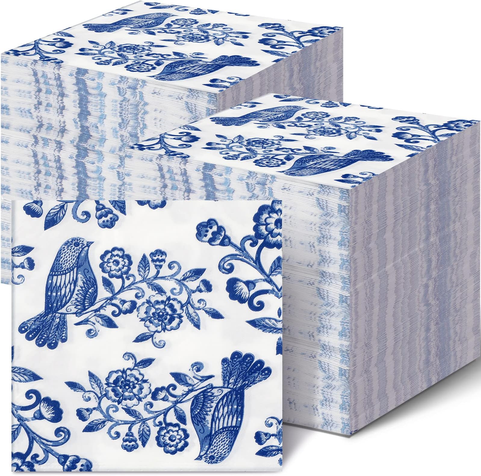 Amazon.com: AnyDesign 80 Pack Blue White Floral Luncheon Napkins ...