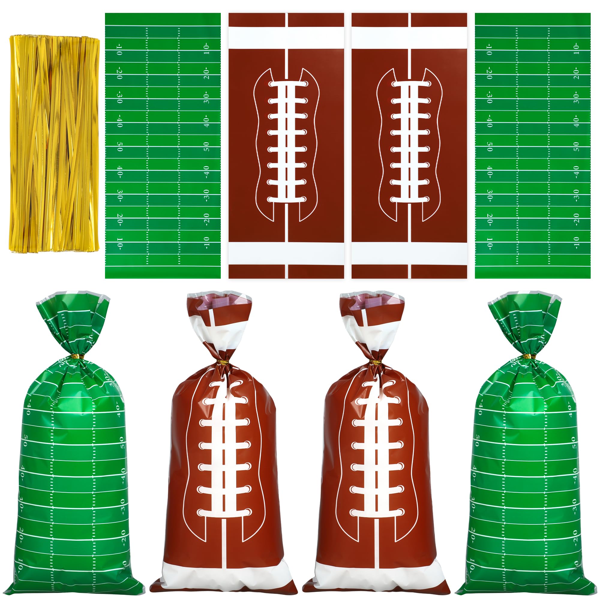 Amazon.com: 100 Pcs Football Treat Bags Football Cellophane Bags ...