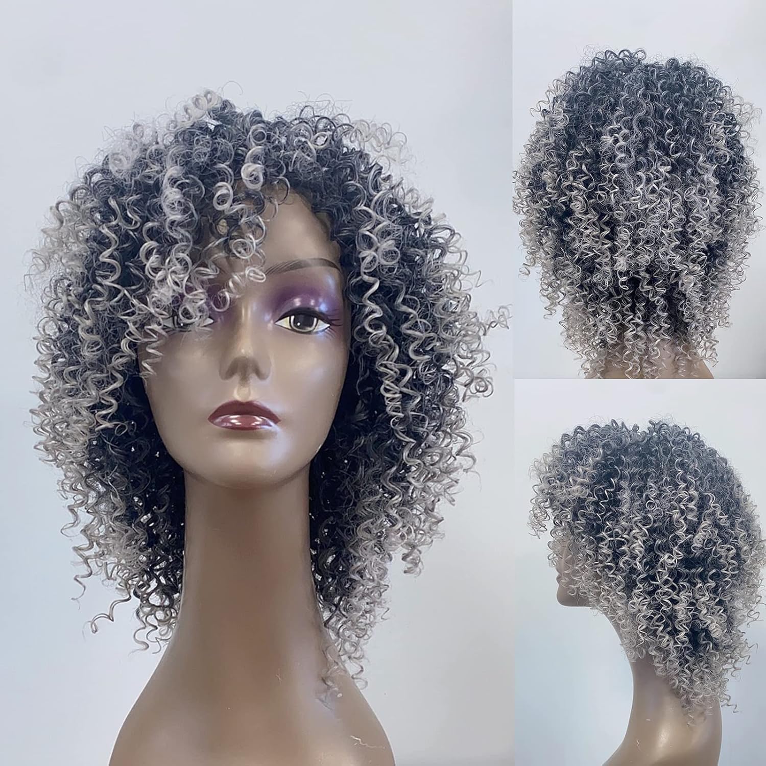 Amazon.com : fallsea Gray Braided Wigs for Black Women Kinky Curly Wigs ...