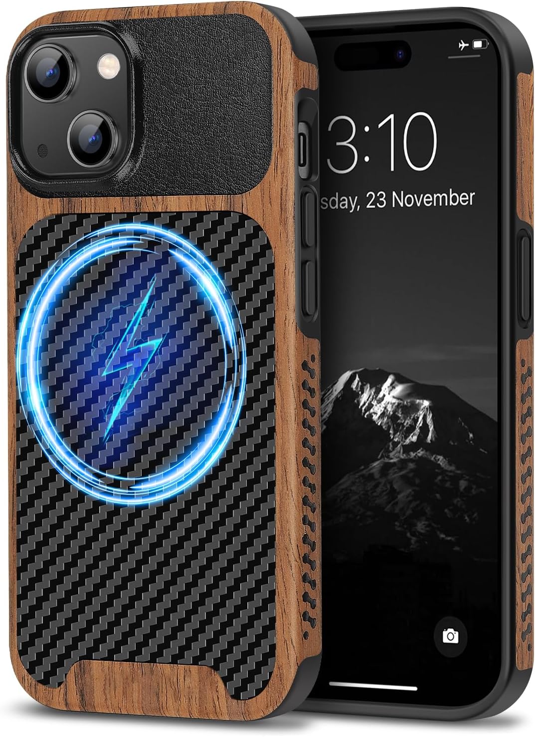 TENDLIN Magnetic Case Compatible with iPhone 15 Case Wood Grain with ...