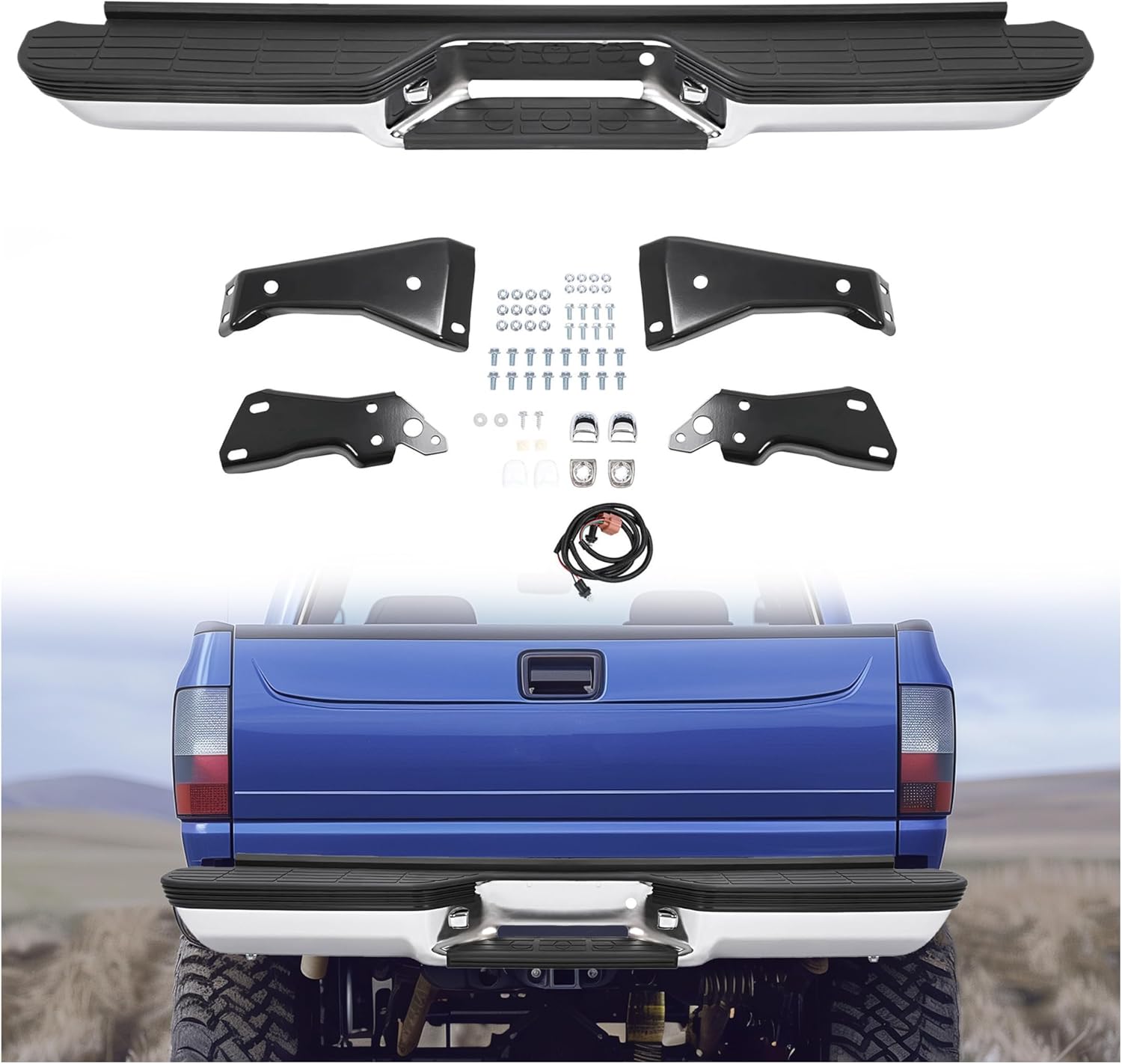 Amazon.com: HECASA Rear Bumper Assembly Compatible with 1988-2000 Chevy Chevrolet GMC Suburban C ...