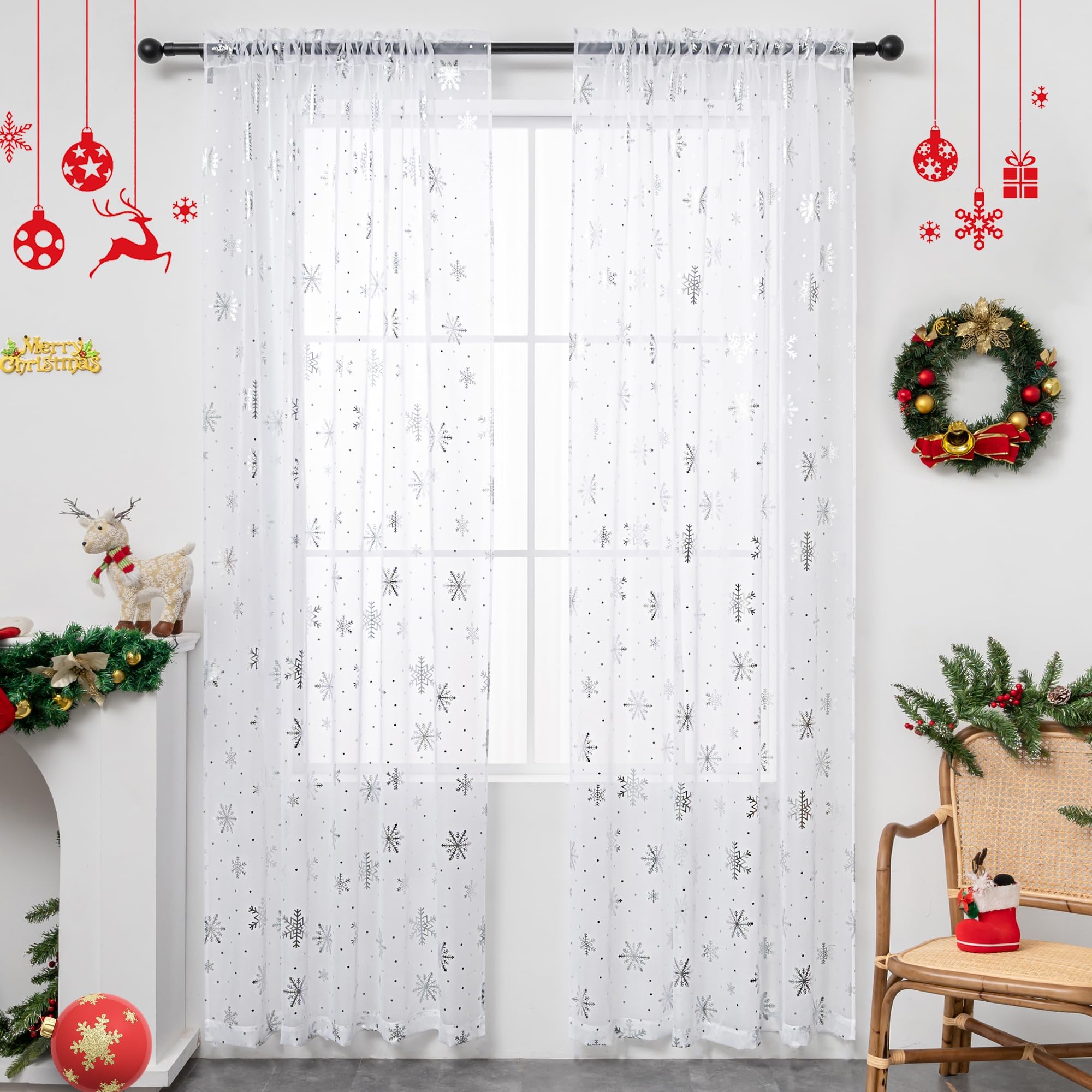 Amazon.com: Karseteli Christmas Sheer Curtains for Living Room, Luxury ...