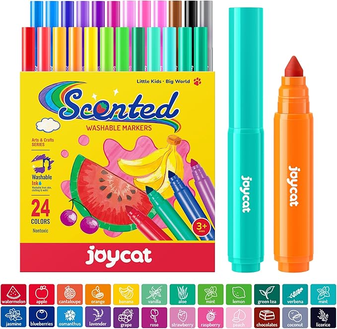 Amazon.com: JoyCat 24 Colors Scented Washable Markers for Kids, Fruit ...