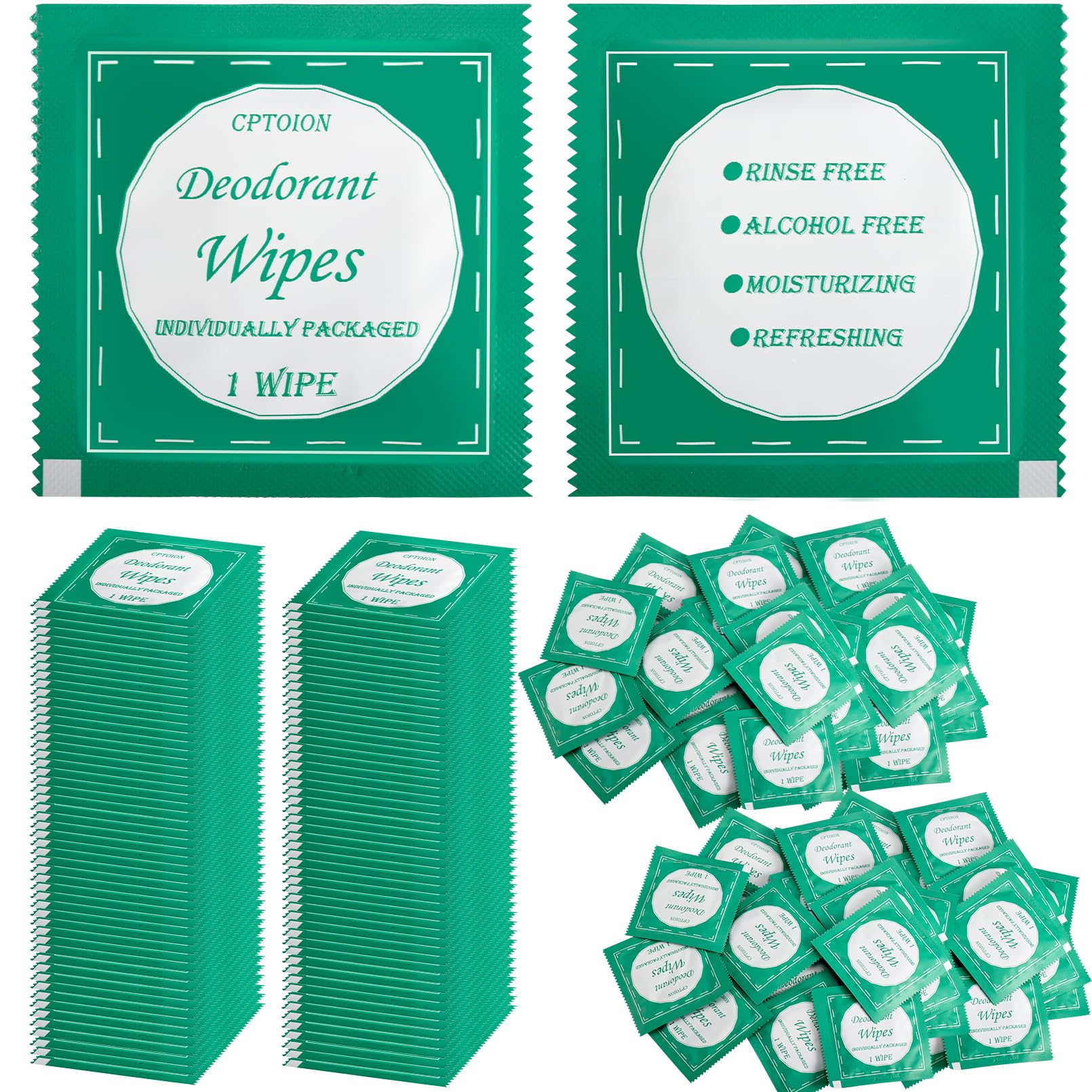Snapklik.com : Cptoion 100 Pcs Deodorant Wipes Individually Wrapped Wipes