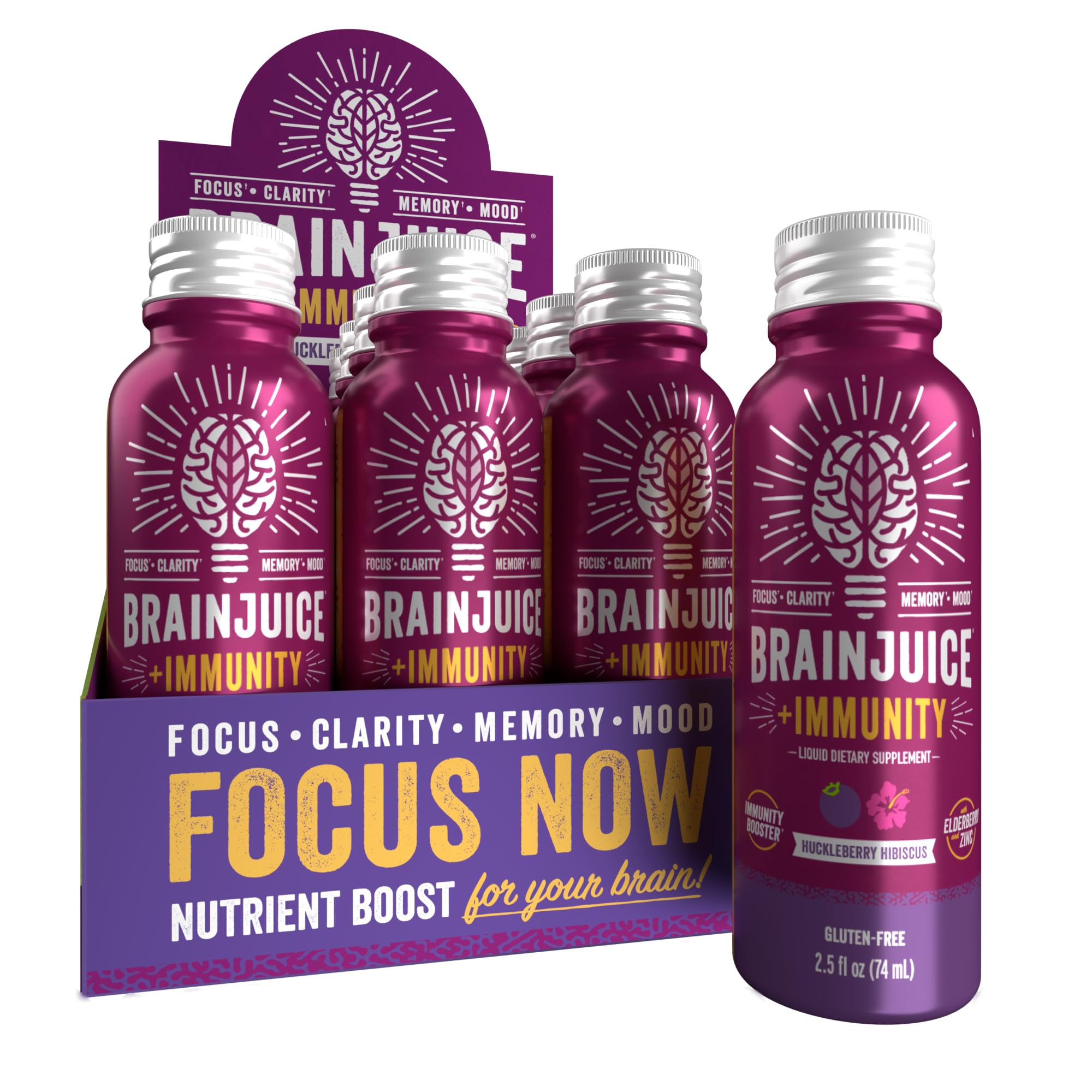 Snapklik.com : BrainJuice Brain And Immune Support Shot, Gluten Free ...