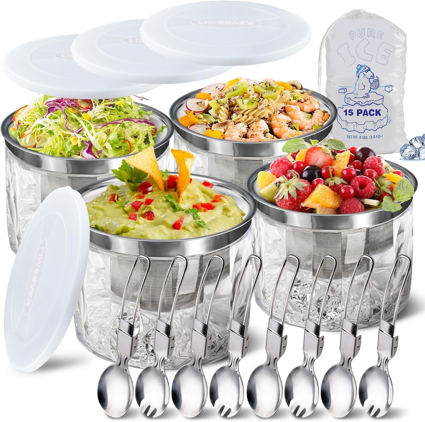 Amazon.com | Tioncy Chilled Dip Bowl 24oz Ice Serving Bowl with Lid ...