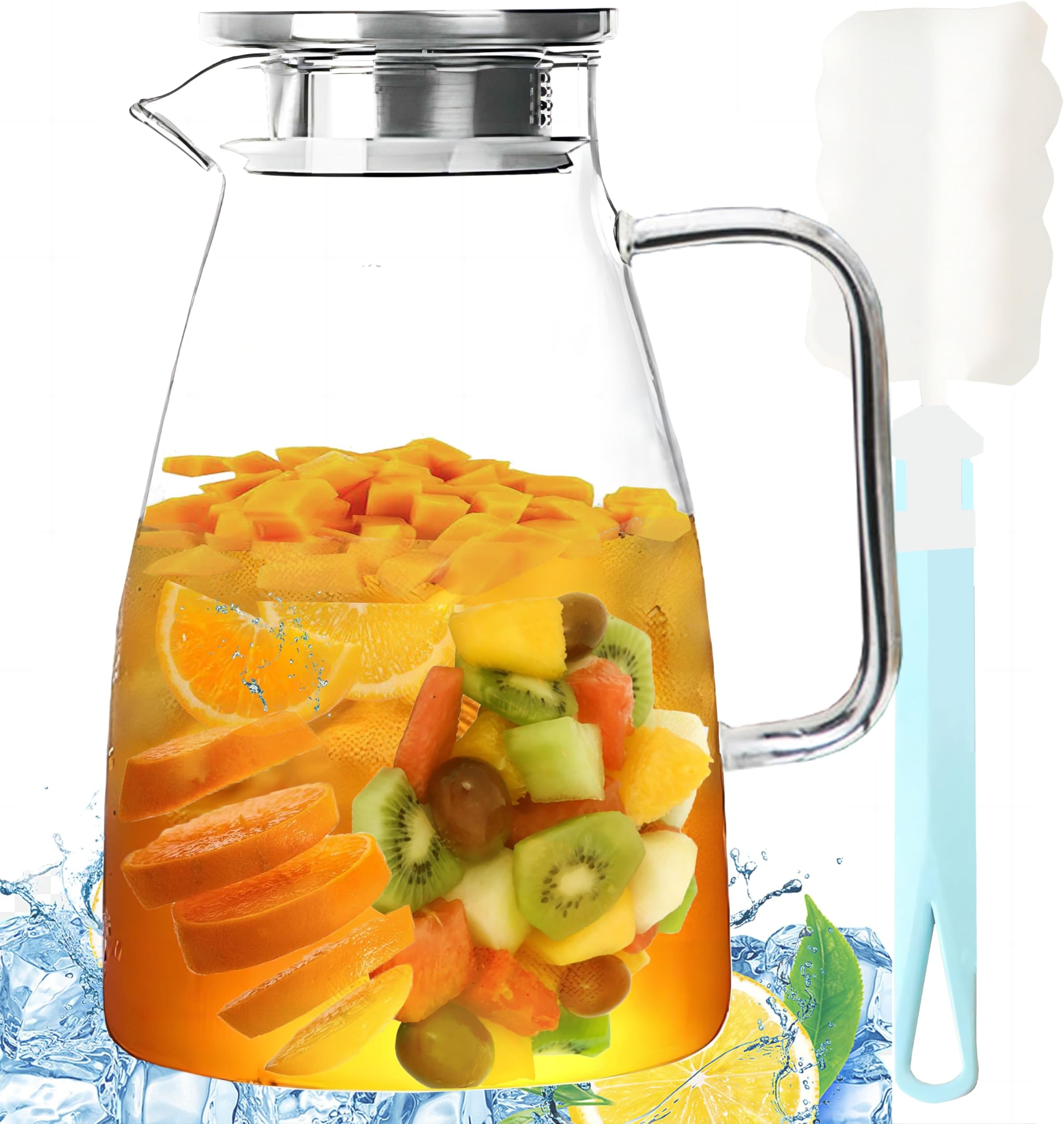 Amazon.com: Hannadepot Glass Pitcher, 3.5L/118 oz Glass Water Pitcher ...