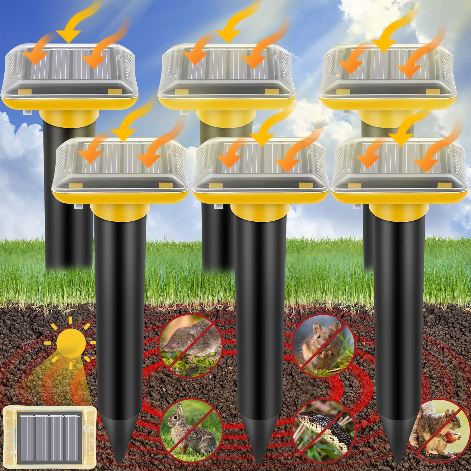 Amazon.com: Ultrasonic Mole Repellent Outdoor, Solar-Powered Gopher ...