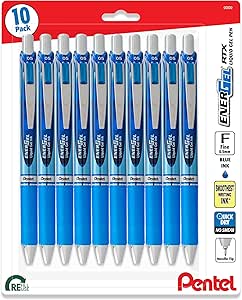 Amazon.com: Pentel Energel 0.5 mm Needle Tip Pens - Rtx Retractable Liquid Gel Pen - Blue Ink ...