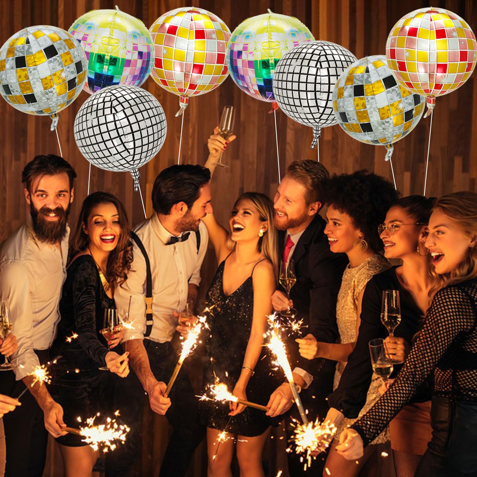 Snapklik.com : 8 Pcs Disco Balloons Disco Party Decorations 4D Sphere ...