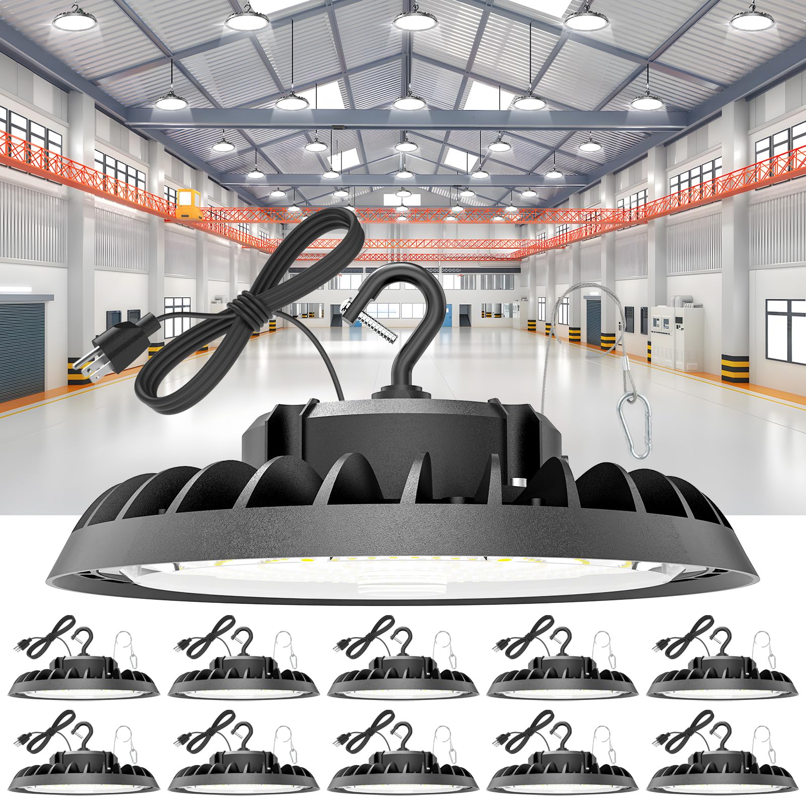 VOLISUN 10 Pack 150W UFO Led High Bay Light 22,500LM, 5000K Daylight ...