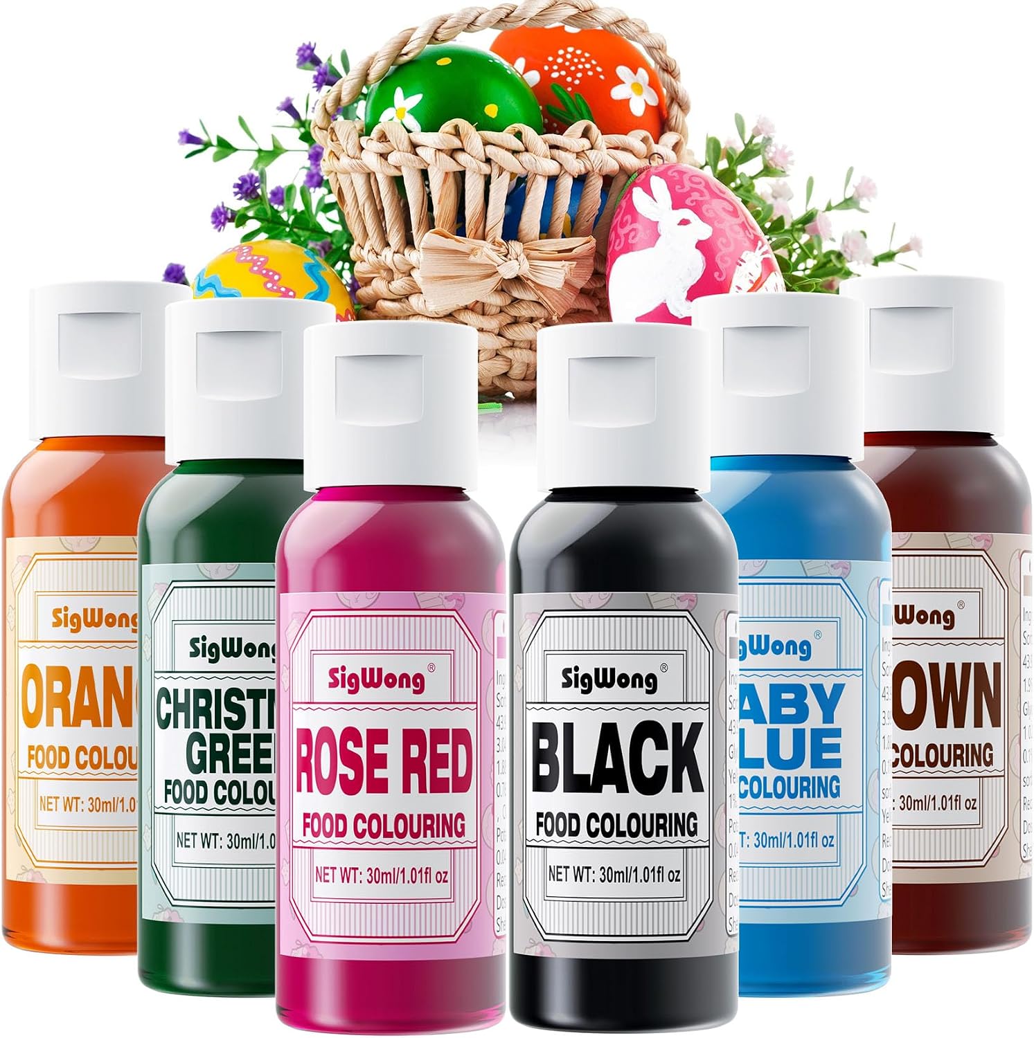 Food Colouring Set - 6x30ml Food Grade Liquid Edible Icing Colours for ...