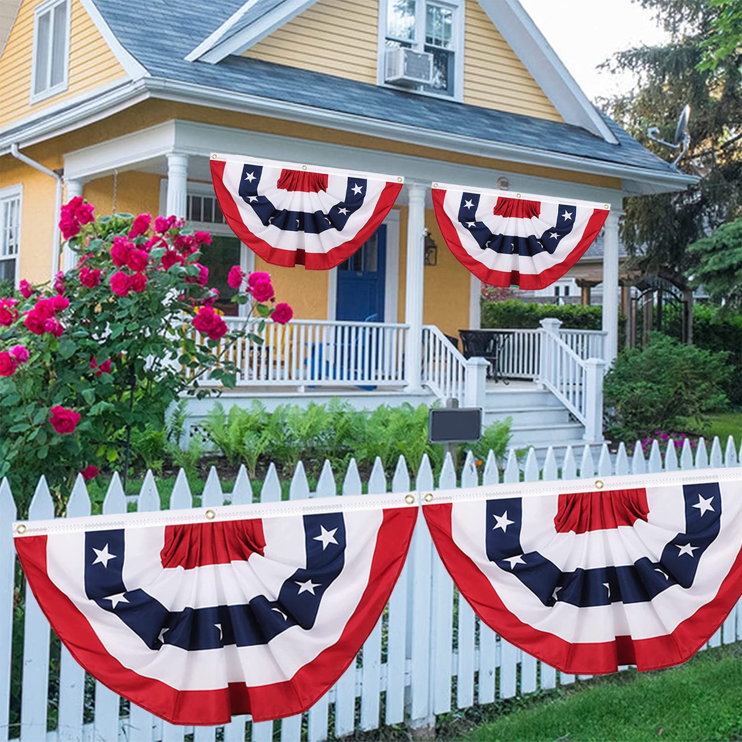 4PCS Large Size American Flag Bunting — 3x6 feet Patriotic Flag Bunting ...
